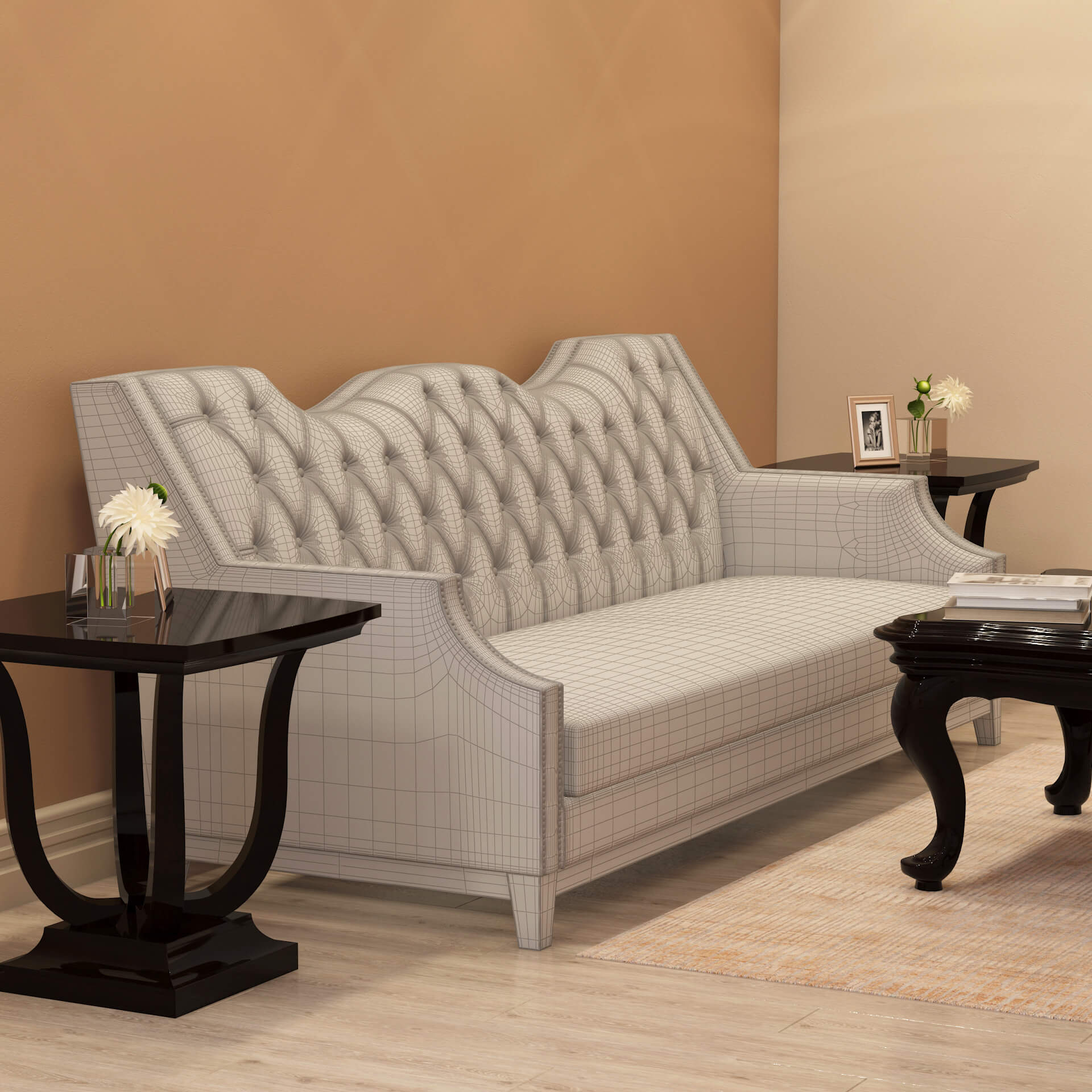 Chesterfield Fabric Sofa 001 - 3D Model by Elshan_3d_artist
