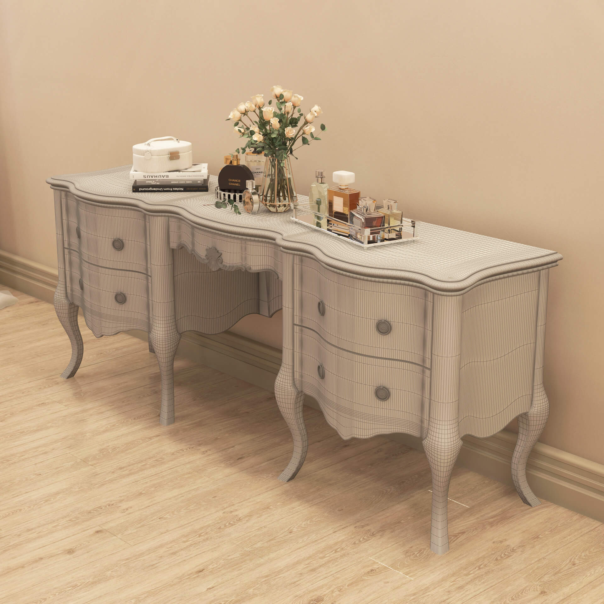 Classic Makeup Table 001 - 3D Model by Elshan_3d_artist