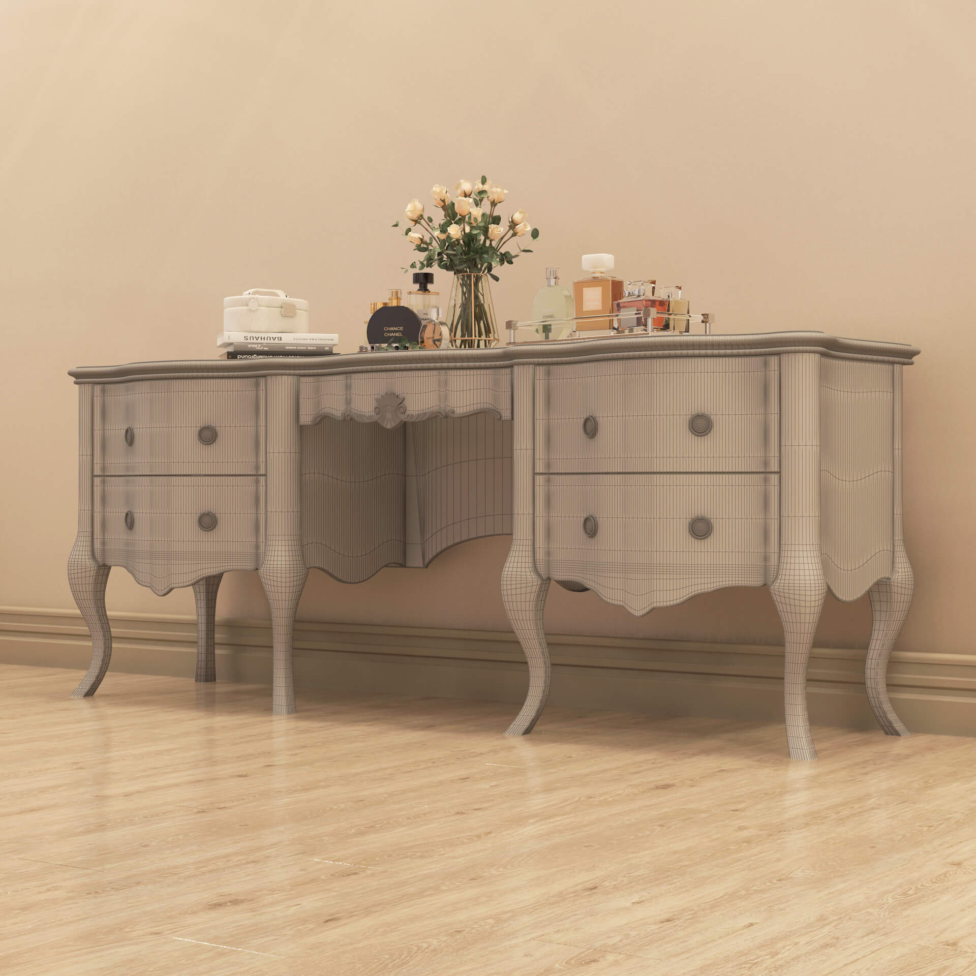 Classic Makeup Table 001 - 3D Model by Elshan_3d_artist