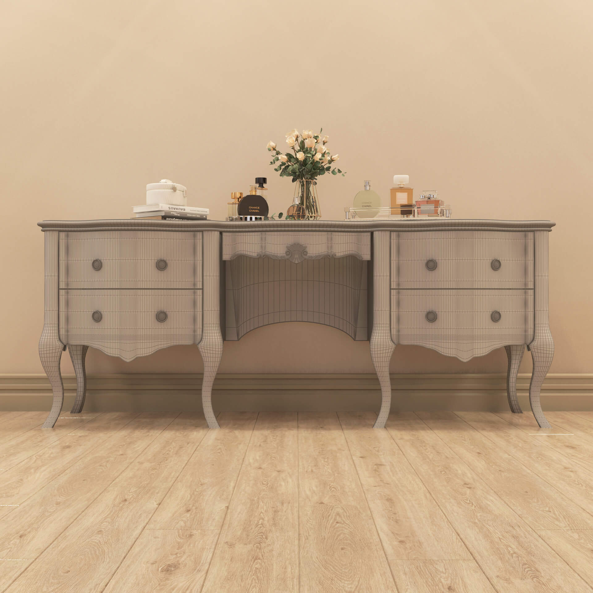 Classic Makeup Table 001 - 3D Model by Elshan_3d_artist