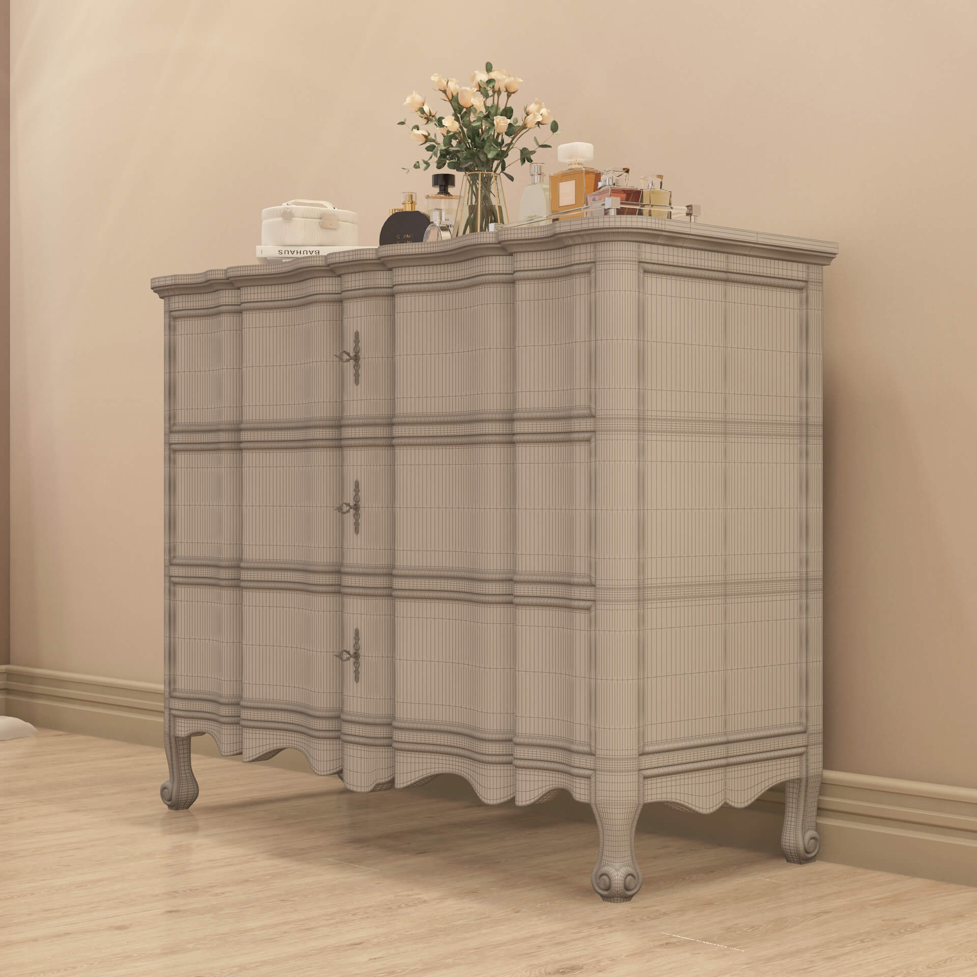 Classic Makeup Table 002 - 3D Model by Elshan_3d_artist