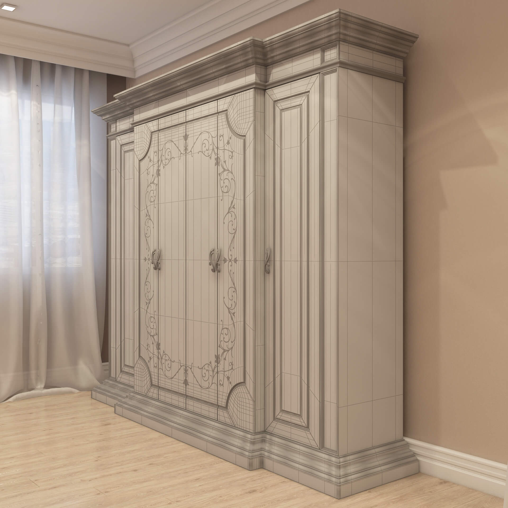 Classic Wardrobe 001 - 3D Model by Elshan_3d_artist