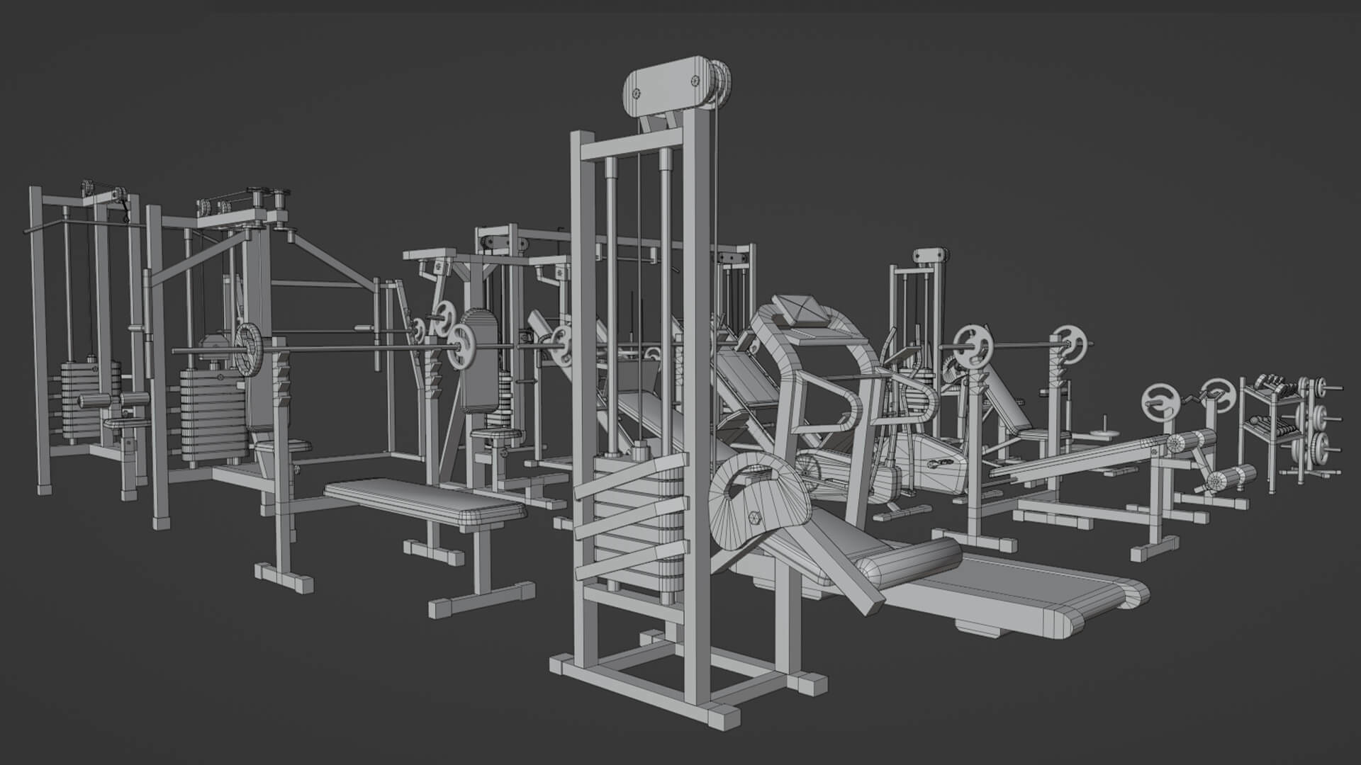 Rigged Gym Equipment - 3D Model by elvair