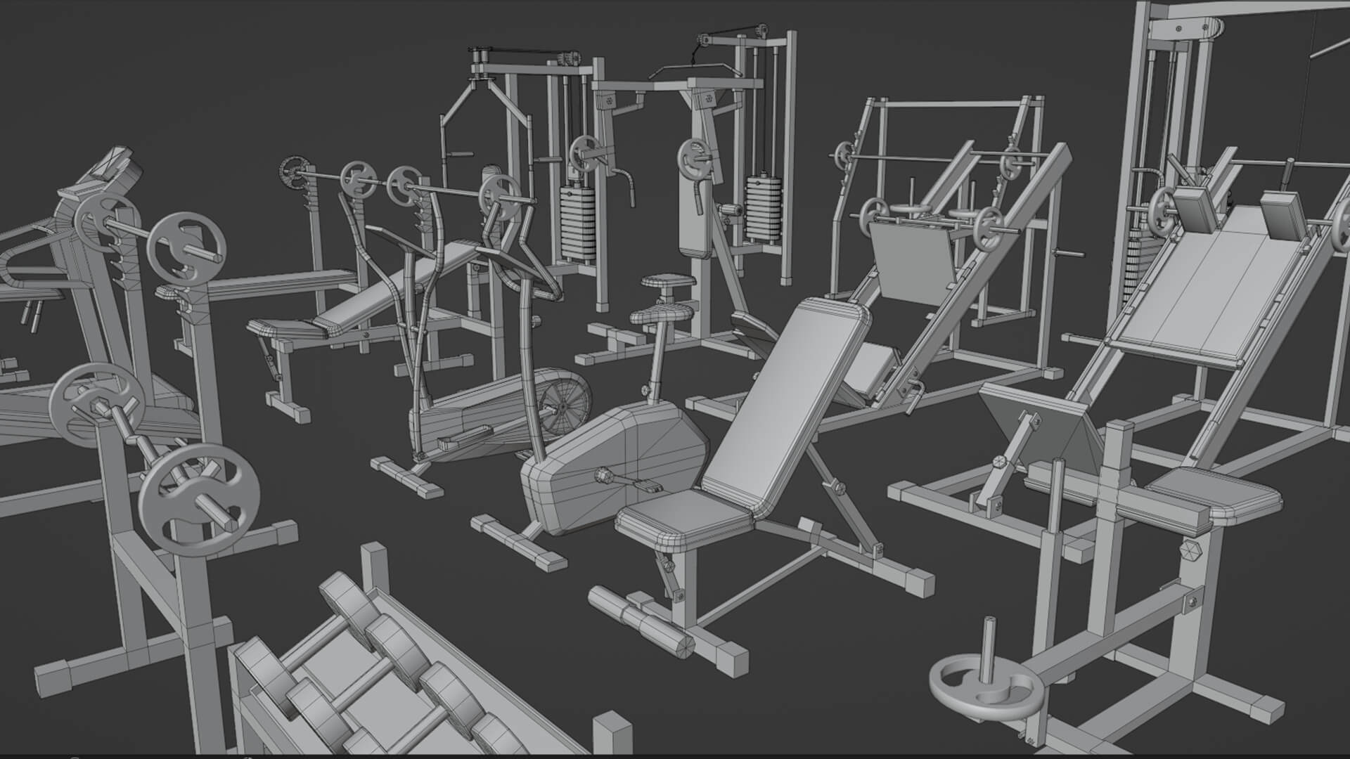 Rigged Gym Equipment - 3D Model by elvair