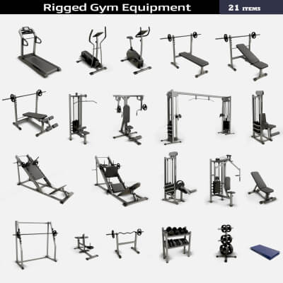 Rigged Gym Equipment - 3D Model by elvair