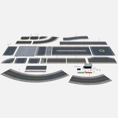 Road Pack Extended V2 - 3D Model by elvair