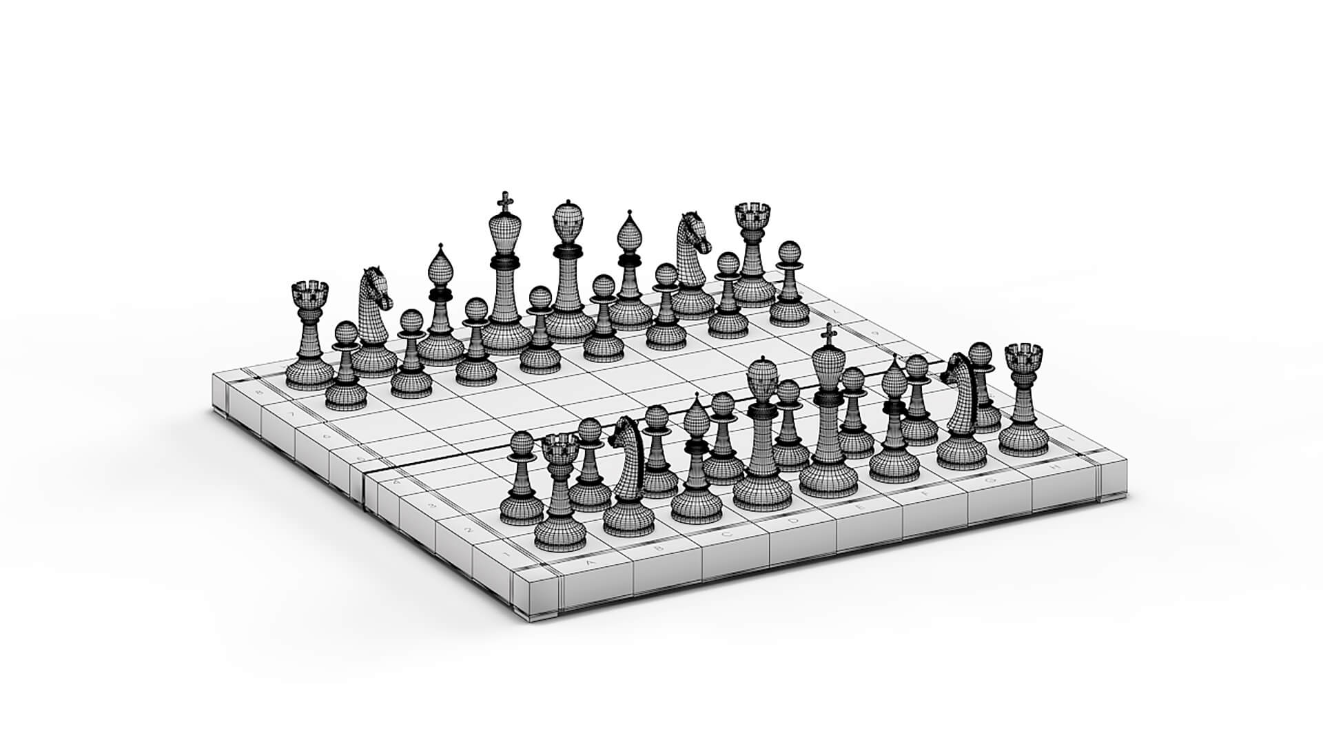Chess Board Black & White 3d Model by enamulroni