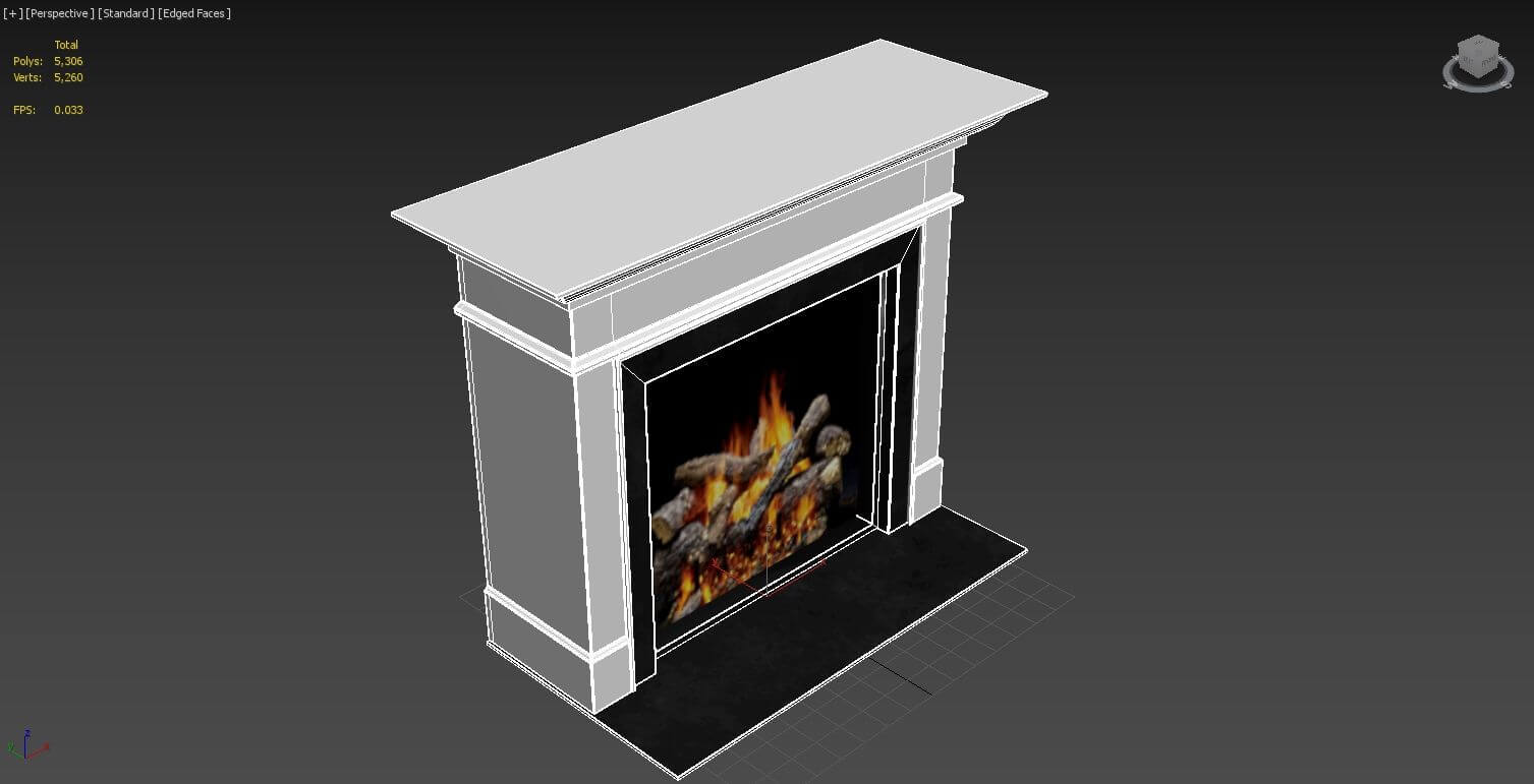 Wescott Flush Wood Mantel Fireplace - 3D Model by enamulroni
