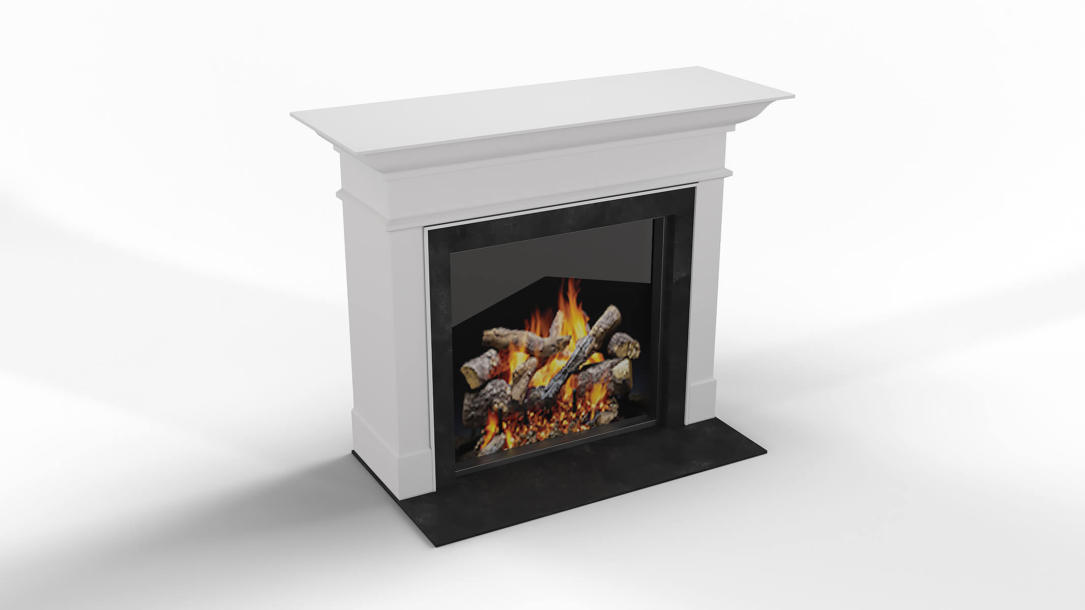 Wescott Flush Wood Mantel Fireplace - 3D Model by enamulroni