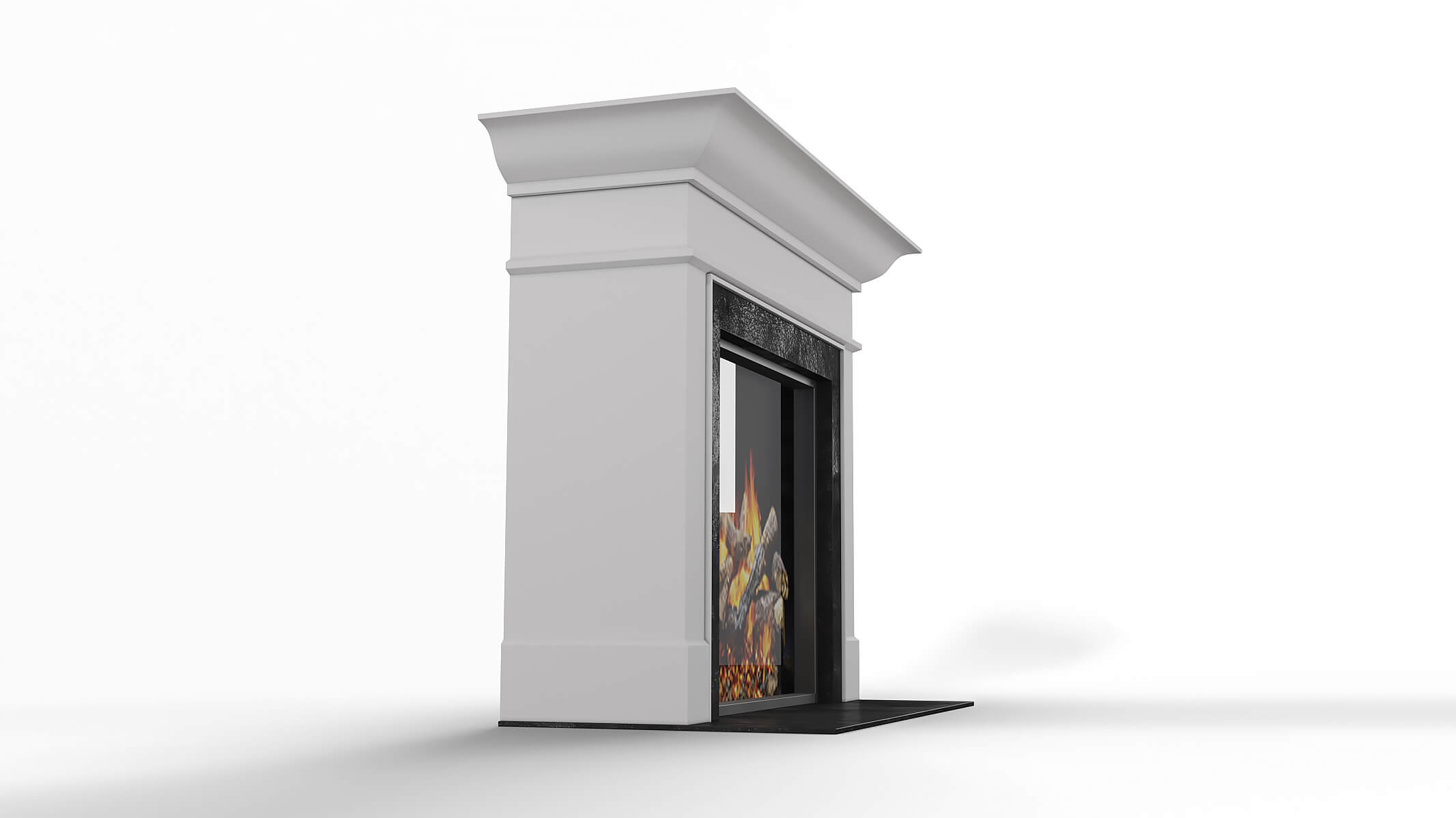 Wescott Flush Wood Mantel Fireplace - 3D Model by enamulroni