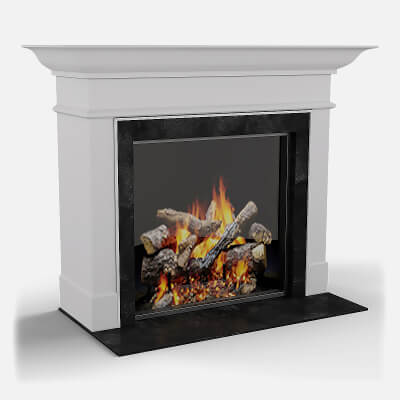 Wescott Flush Wood Mantel Fireplace - 3D Model by enamulroni
