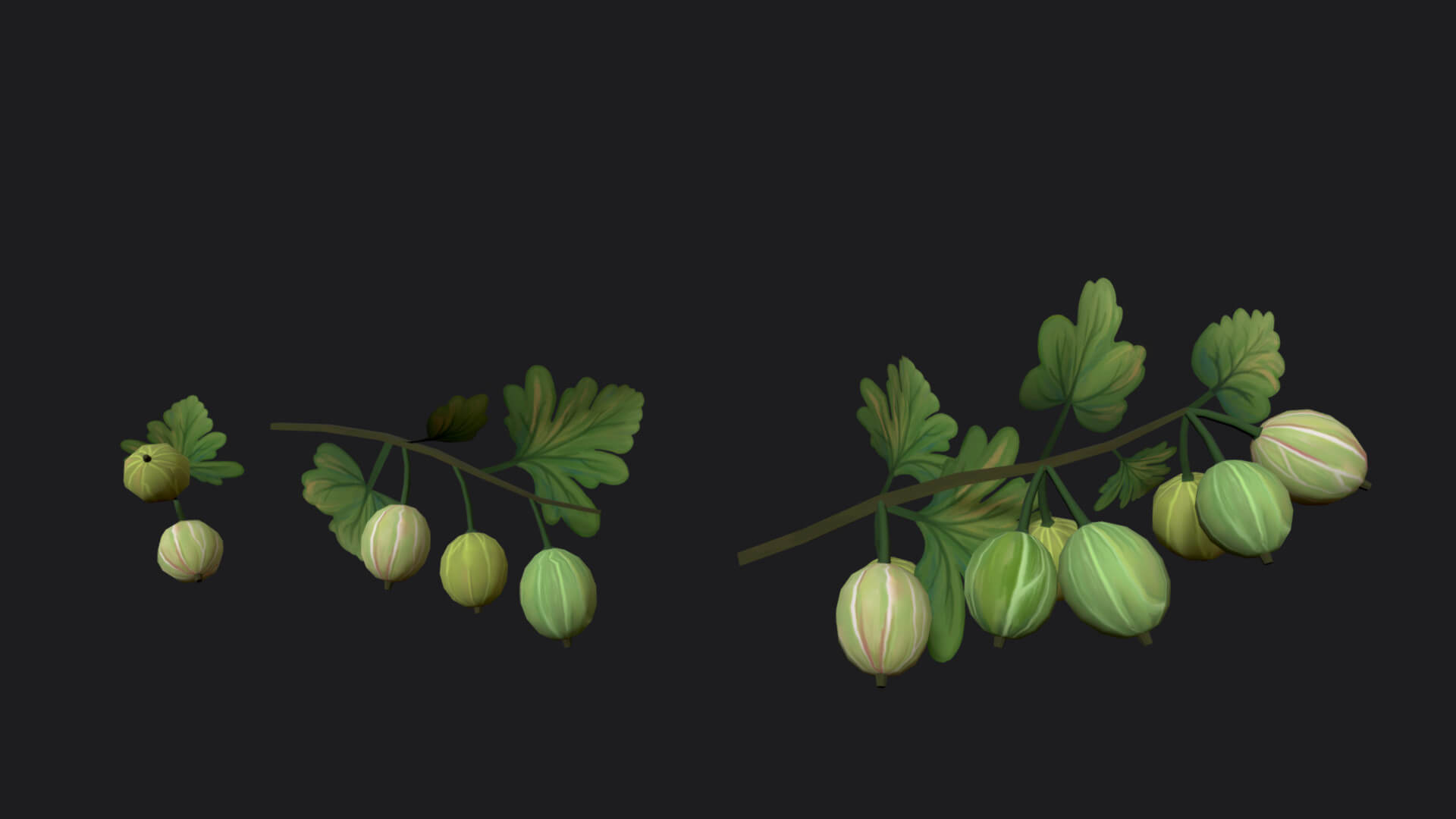 Gooseberry Sprig Stylized Plant - 3D Model by Enkarra