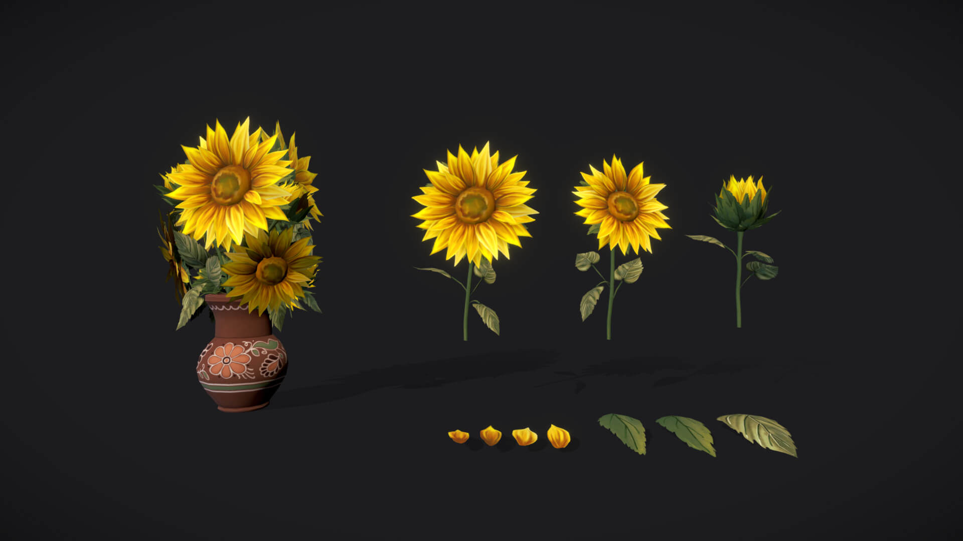 Stylized Sunflower - 3D Model by Enkarra