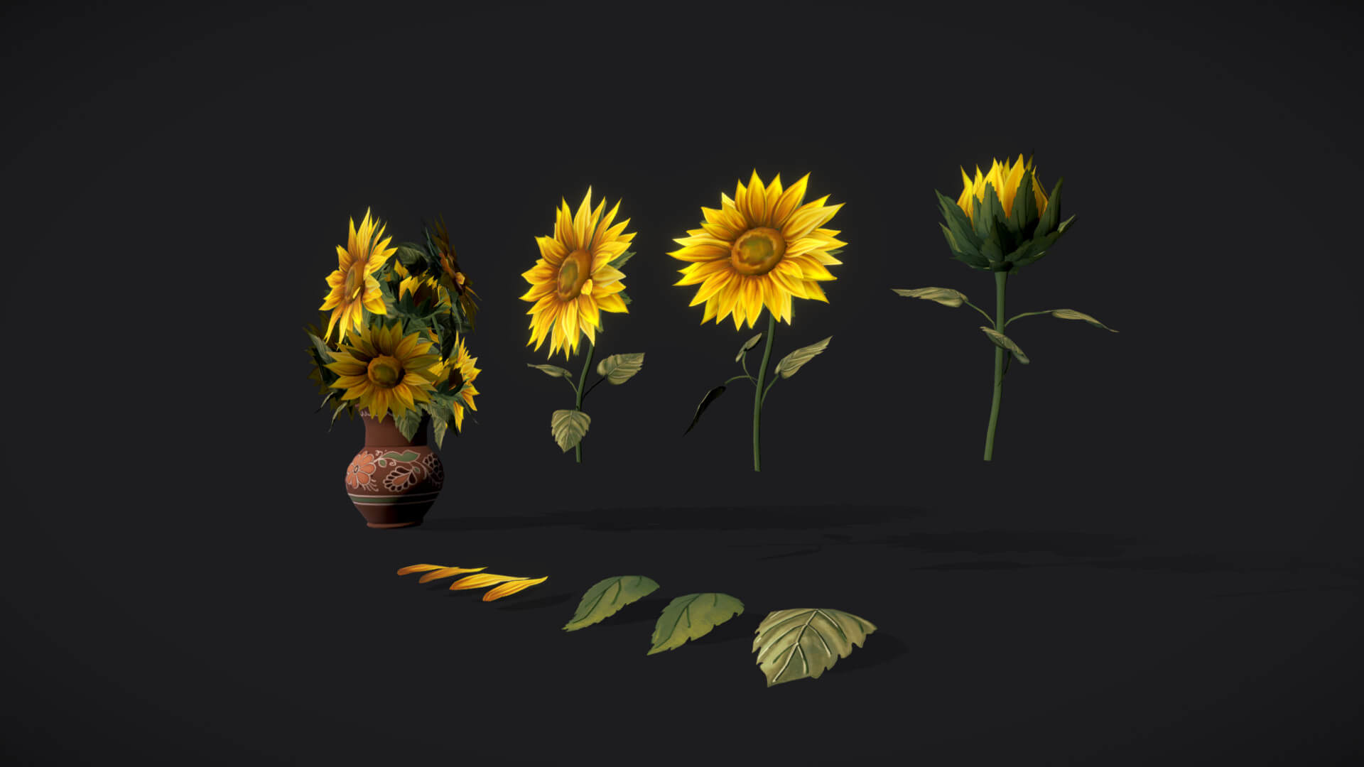 Stylized Sunflower - 3D Model by Enkarra