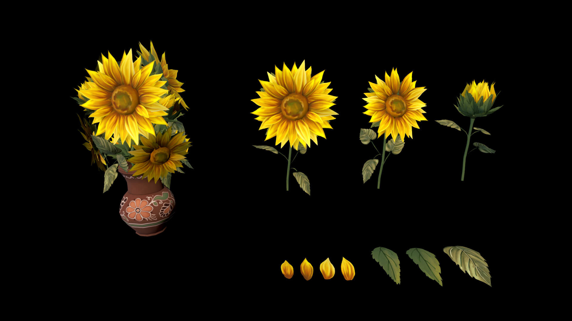 Stylized Sunflower - 3D Model by Enkarra