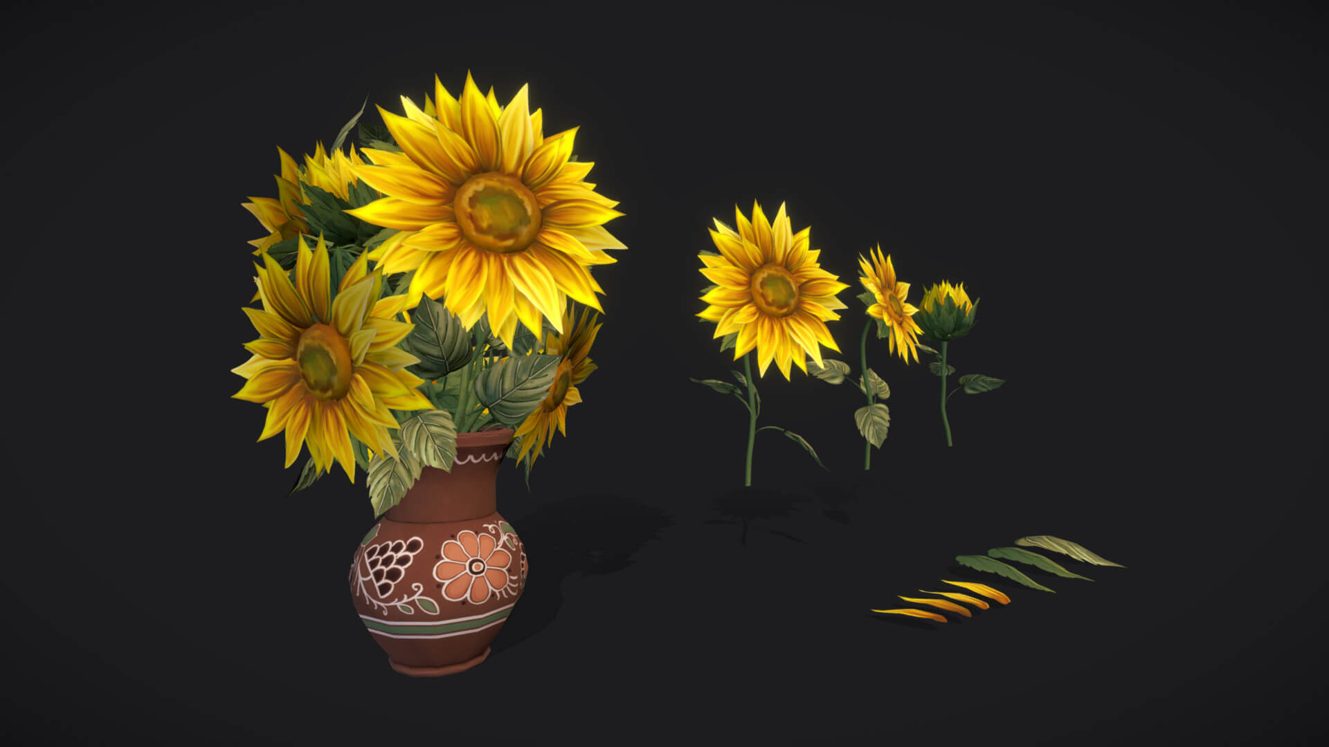 Stylized Sunflower - 3D Model by Enkarra