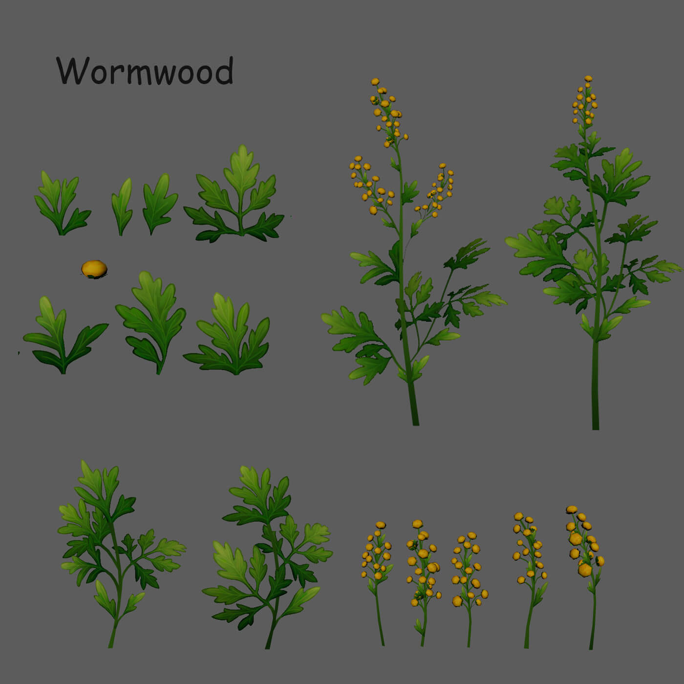 Wormwood Stylized Plant - 3D Model by Enkarra