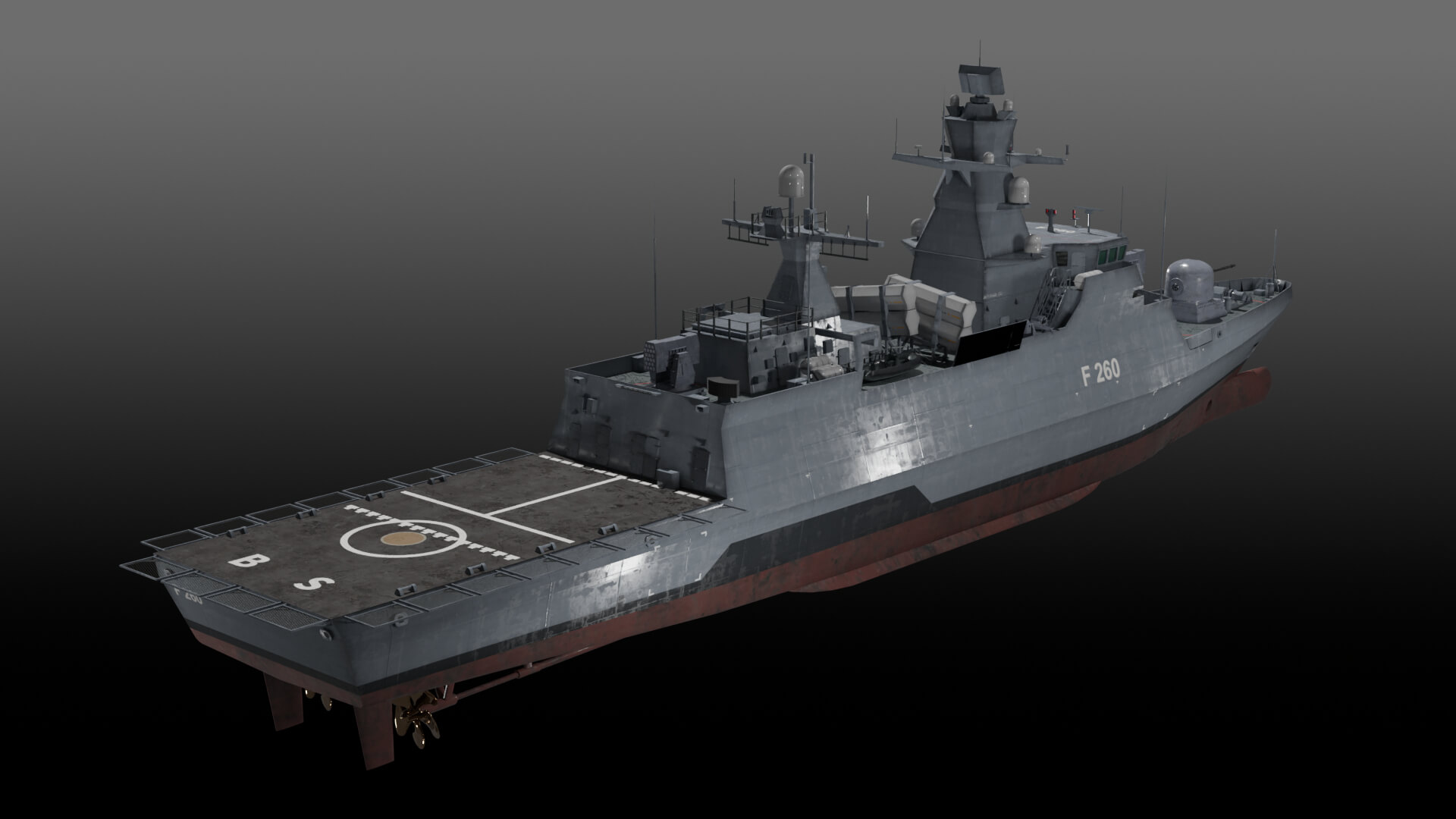 K130 Braunschweig Class Corvette Game Ready - 3D Model by ennuishao