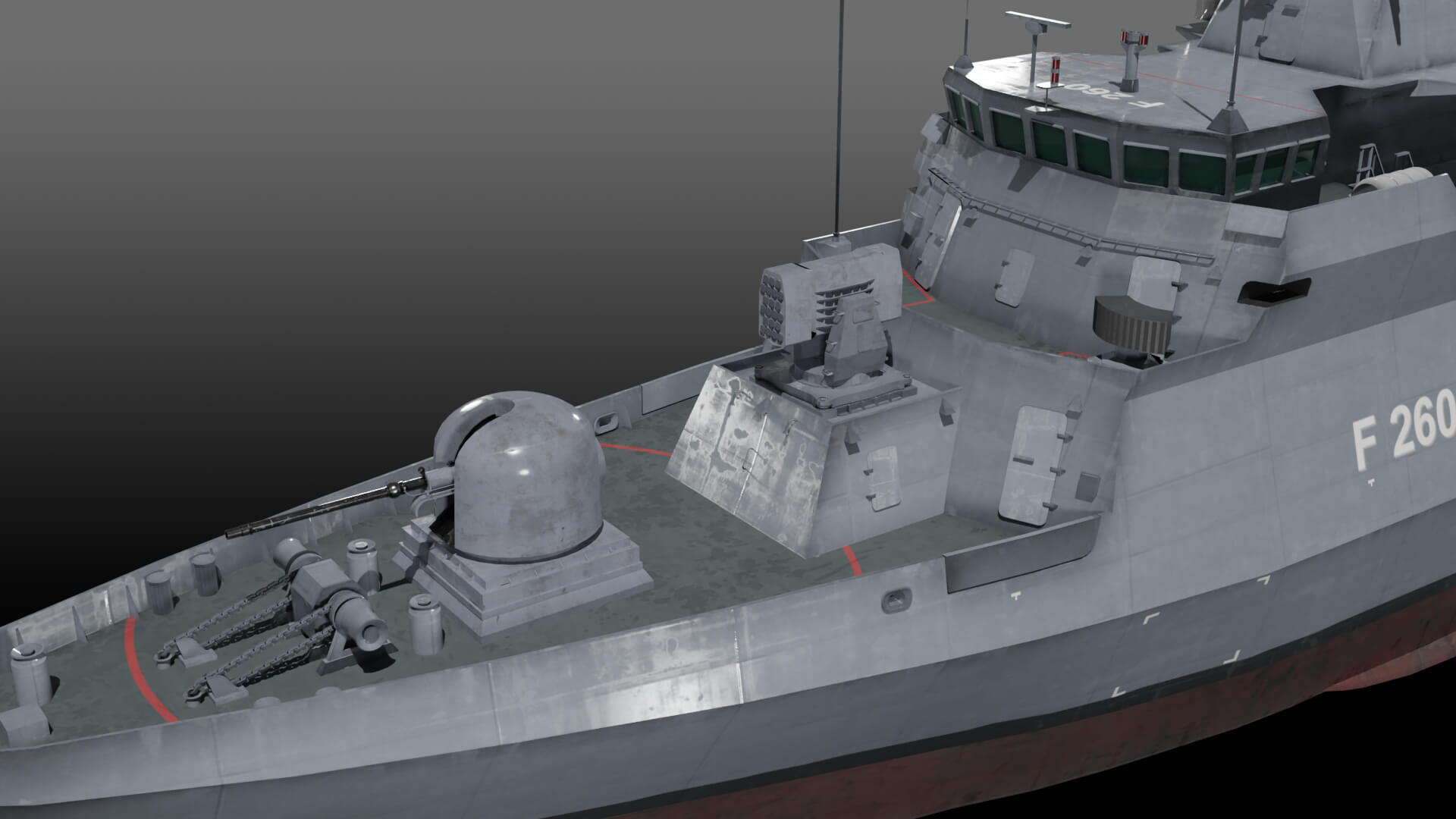 K130 Braunschweig Class Corvette Game Ready - 3D Model by ennuishao