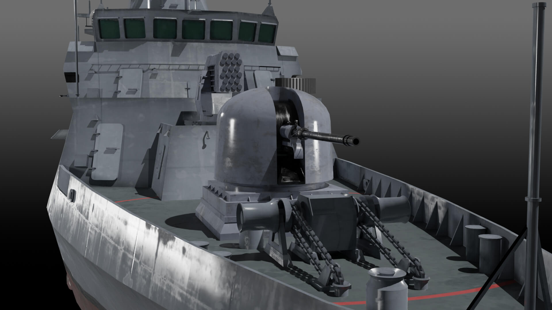K130 Braunschweig Class Corvette Game Ready - 3D Model by ennuishao