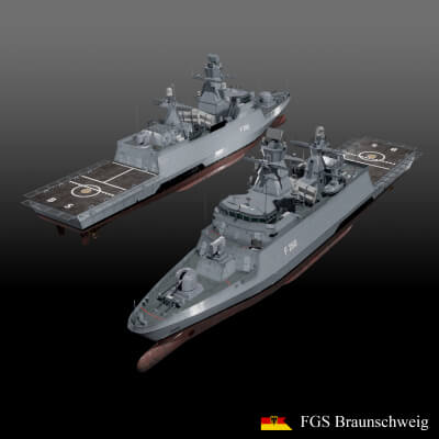 K130 Braunschweig Class Corvette Game Ready - 3D Model by ennuishao