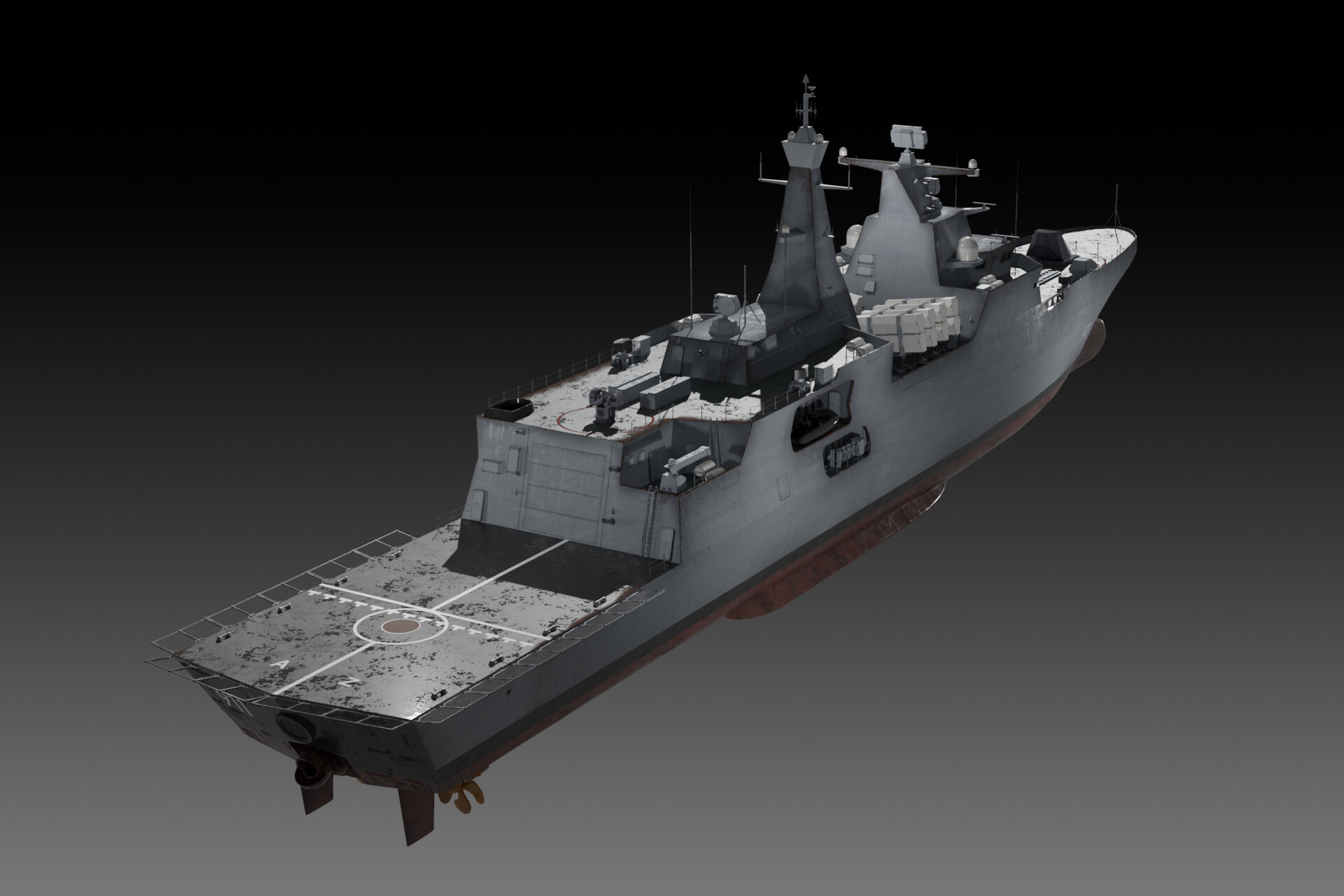 Meko A200 El Moudamir Class Frigate - 3D Model by ennuishao
