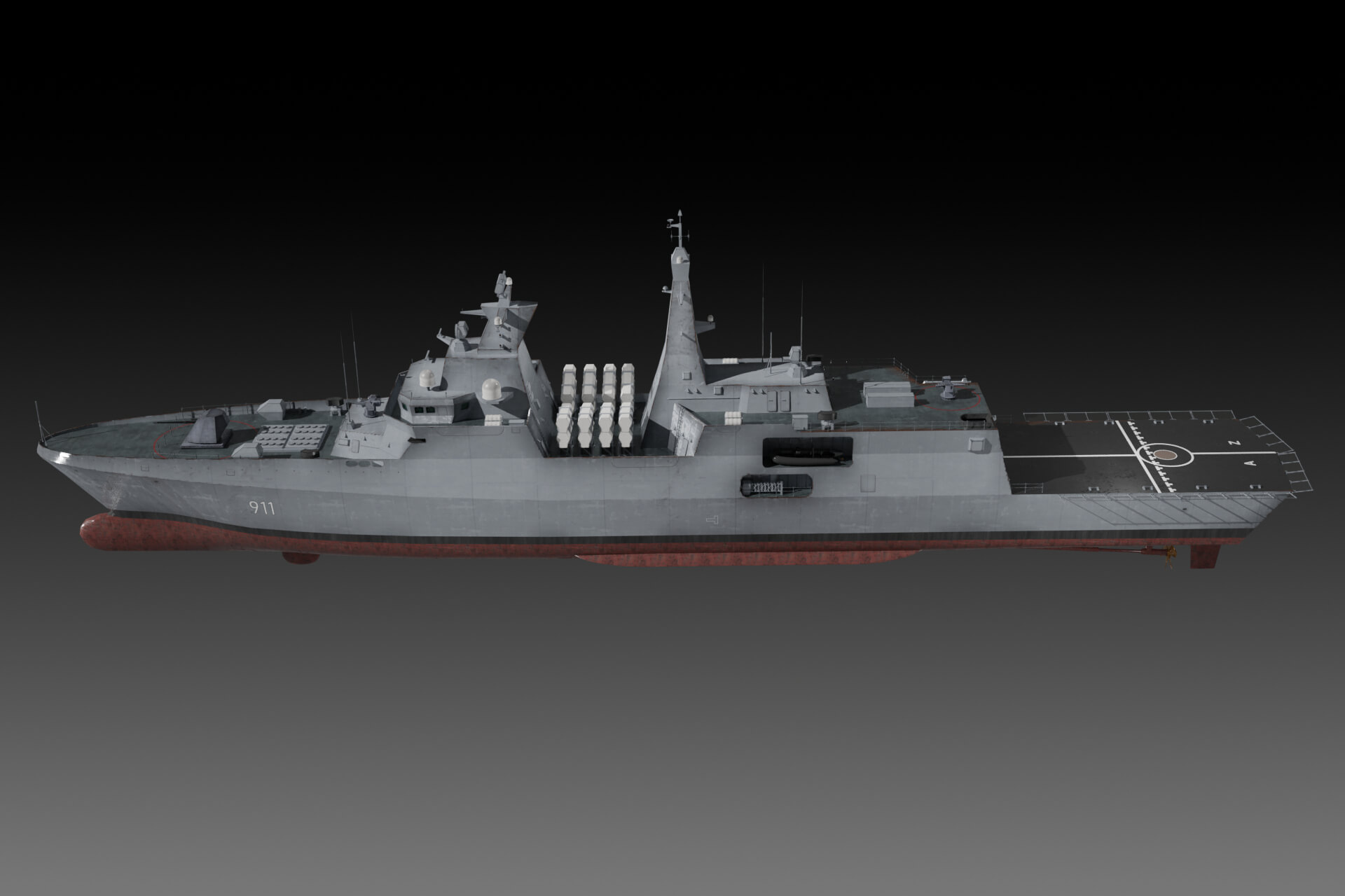 Meko A200 El Moudamir Class Frigate - 3D Model by ennuishao
