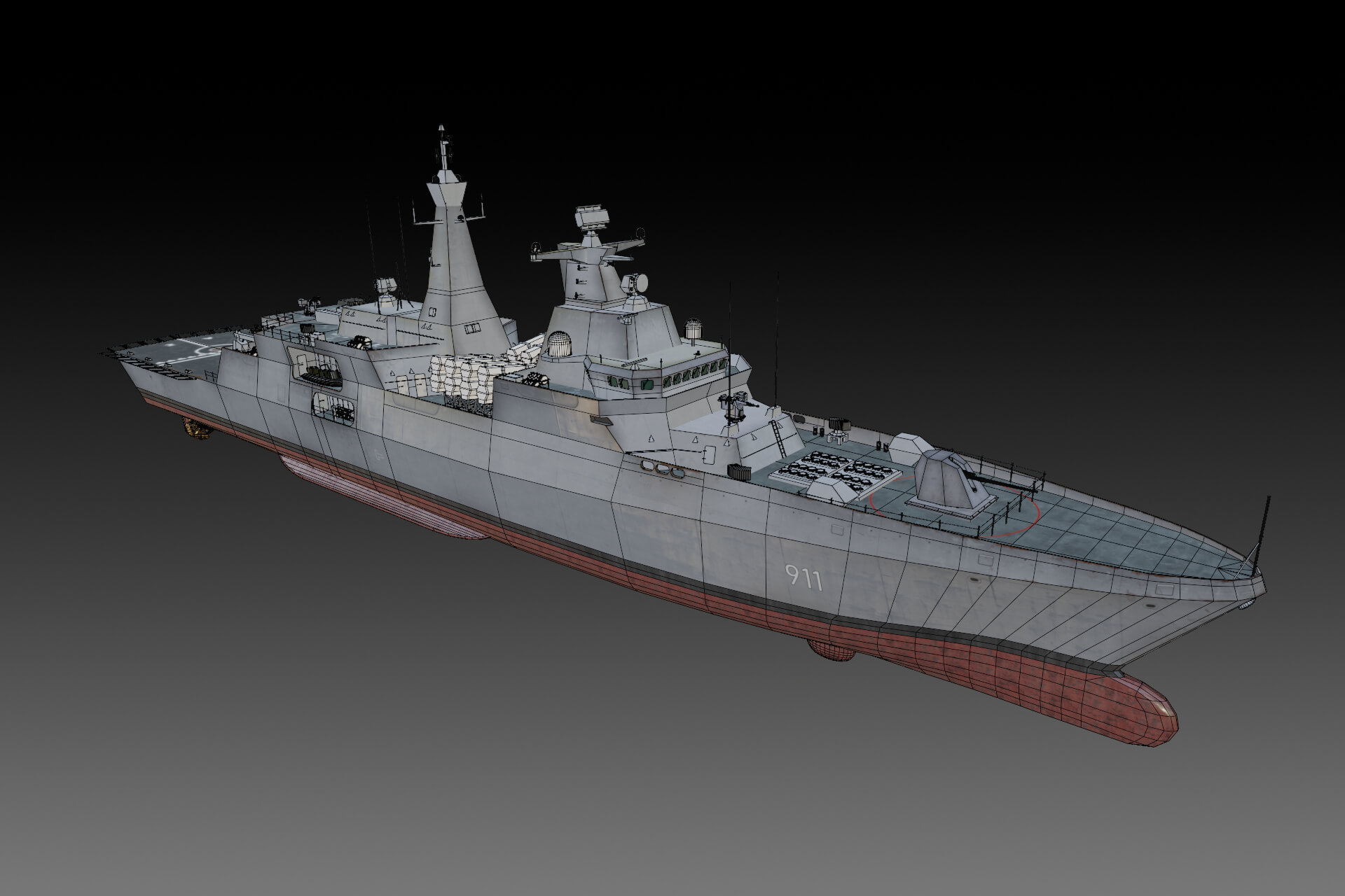 Meko A200 El Moudamir Class Frigate - 3D Model by ennuishao