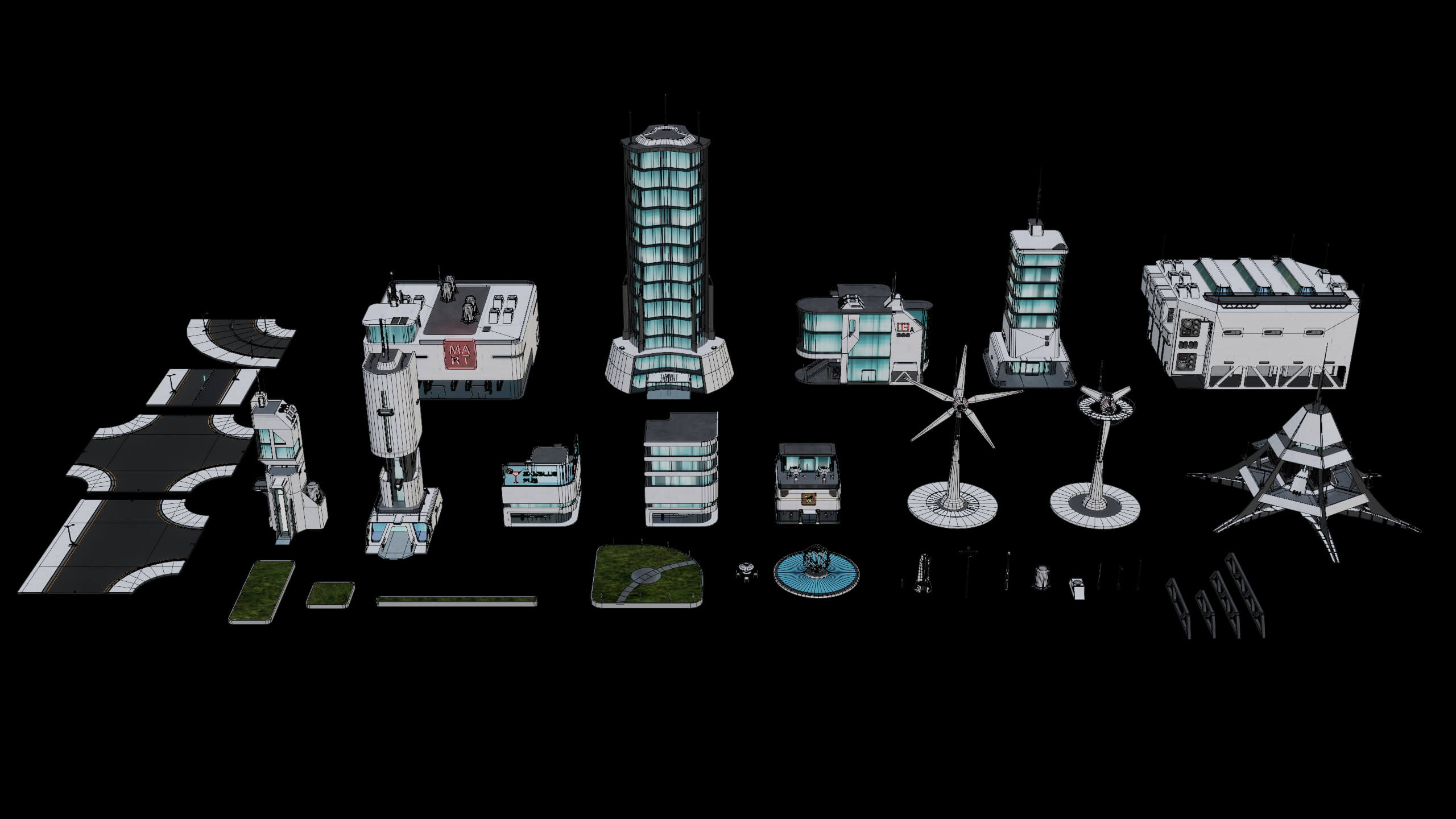 Sci-Fi City Assets 3D Model by ennuishao