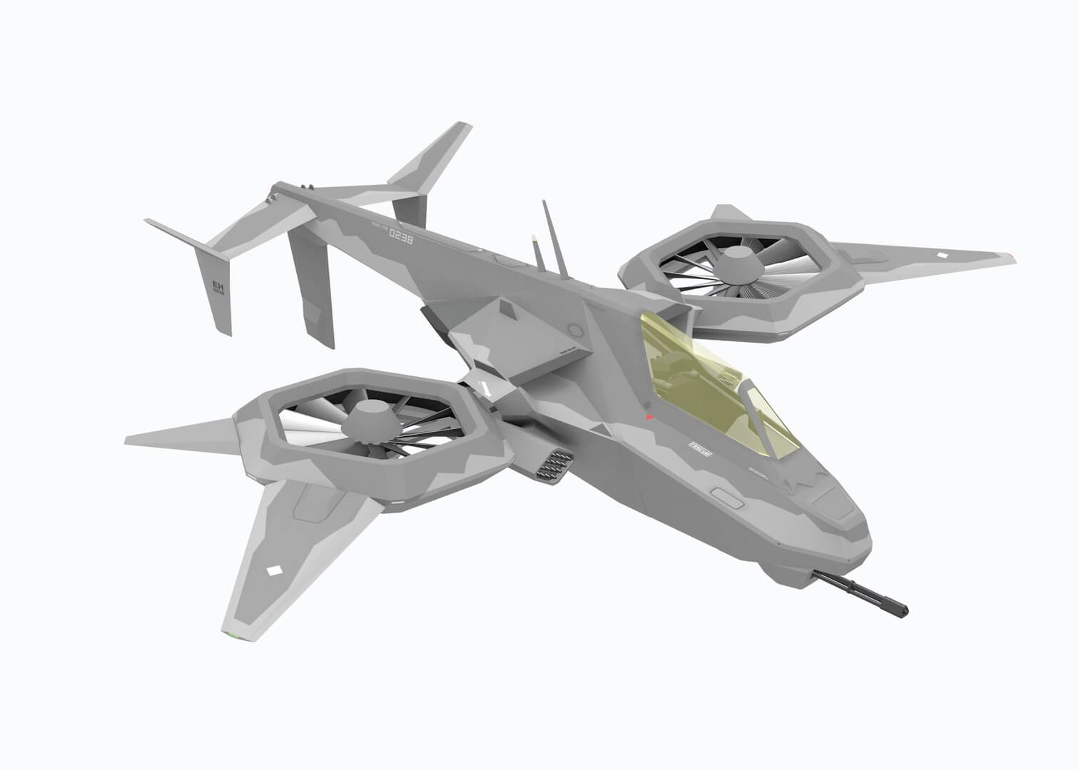 Sci-Fi Attack Helicopter 3D Model by ennuishao