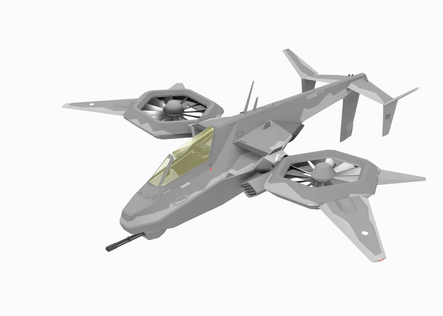 Sci-Fi Attack Helicopter 3D Model by ennuishao