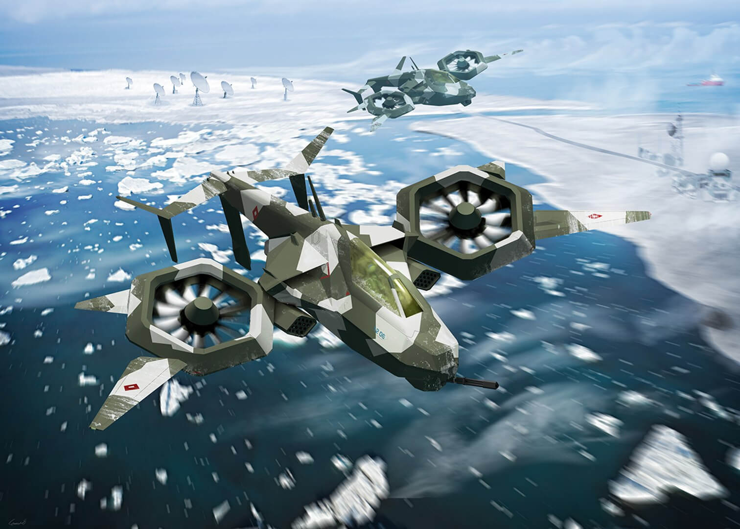 Sci-Fi Attack Helicopter 3D Model by ennuishao