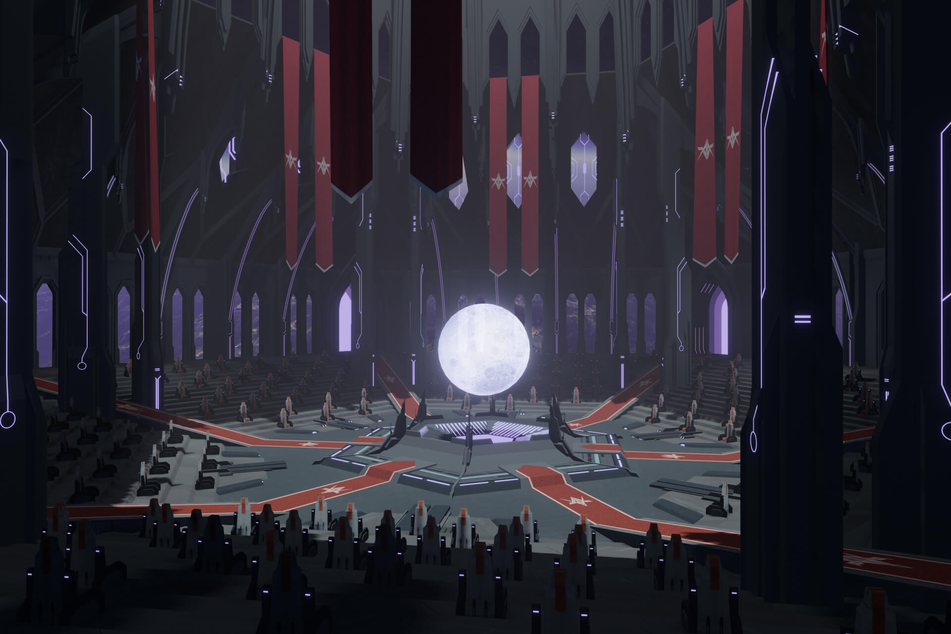 Sci-Fi Parliament Hall 3D Model by ennuishao