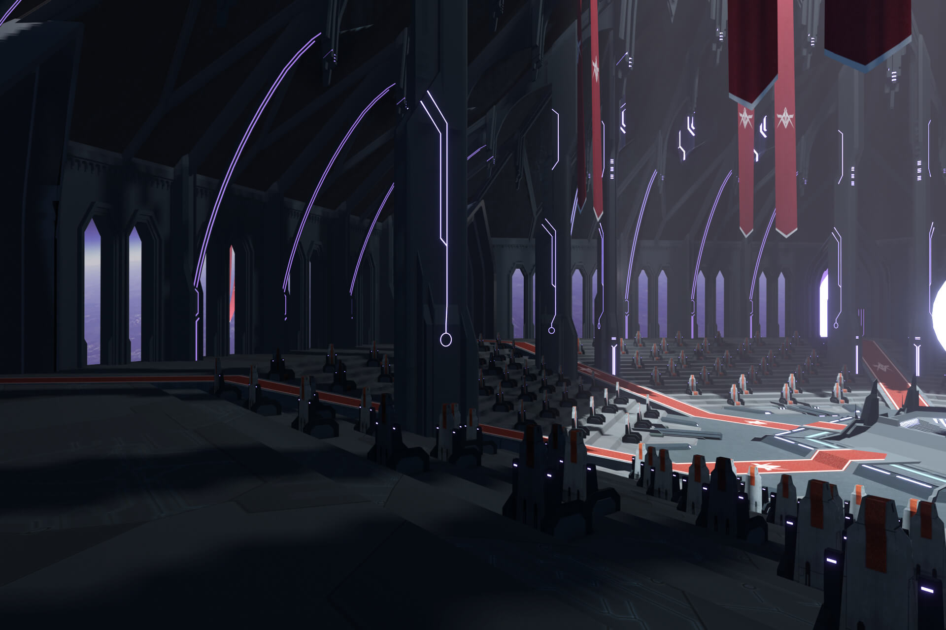 Sci-Fi Parliament Hall 3D Model by ennuishao