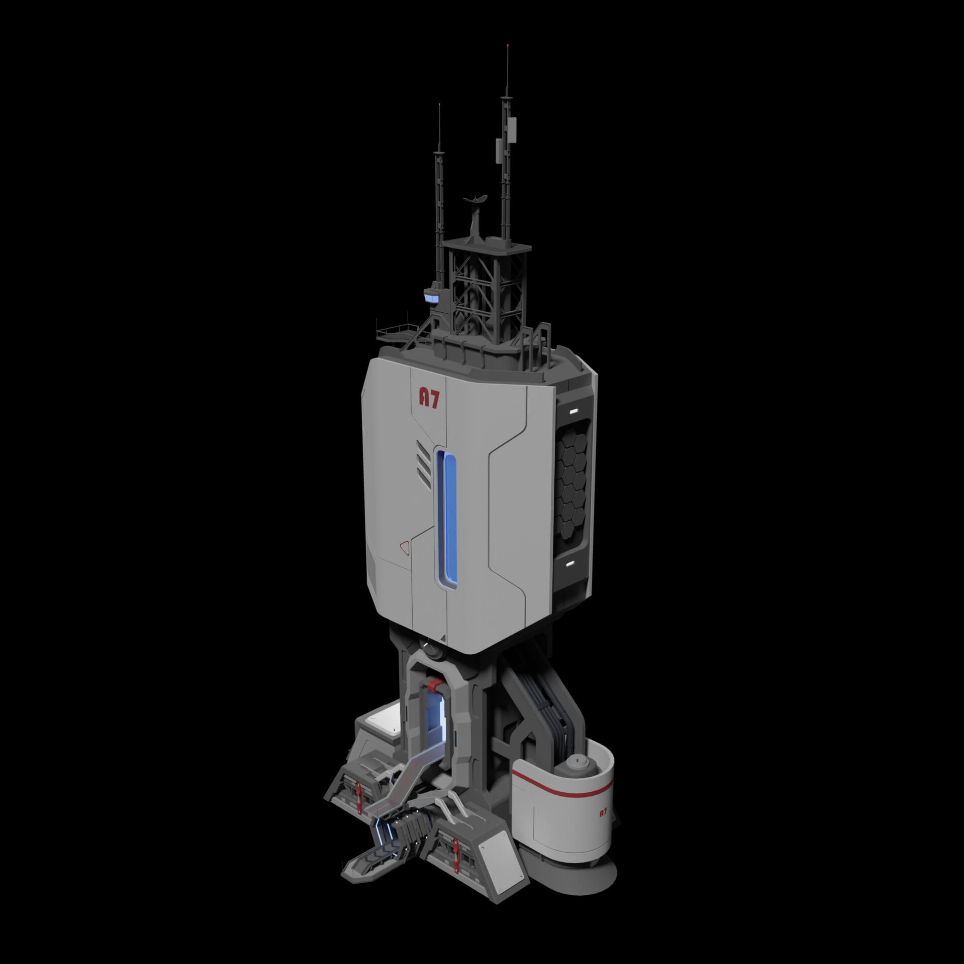 Sci-Fi Tower Building 3D Model by ennuishao