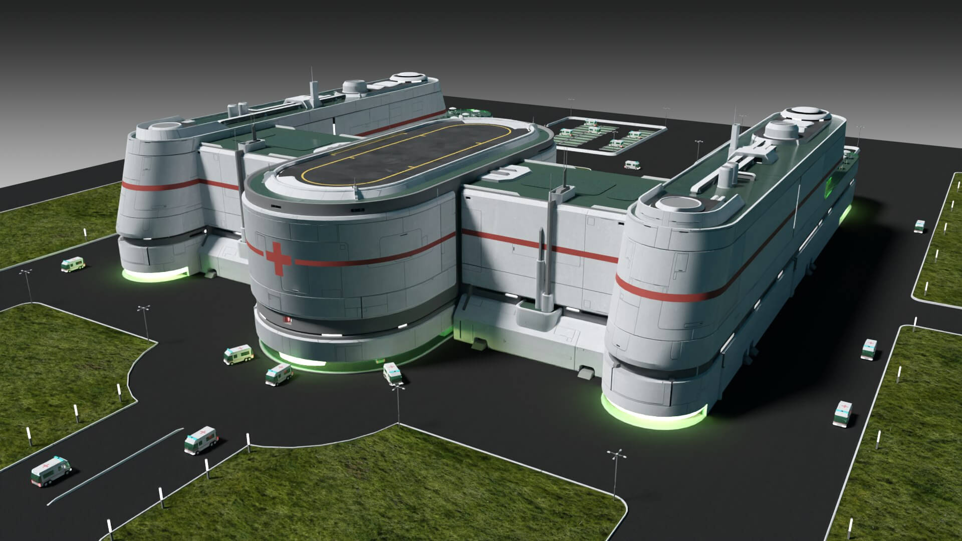 Science Fictional Hospital - 3D Model by ennuishao