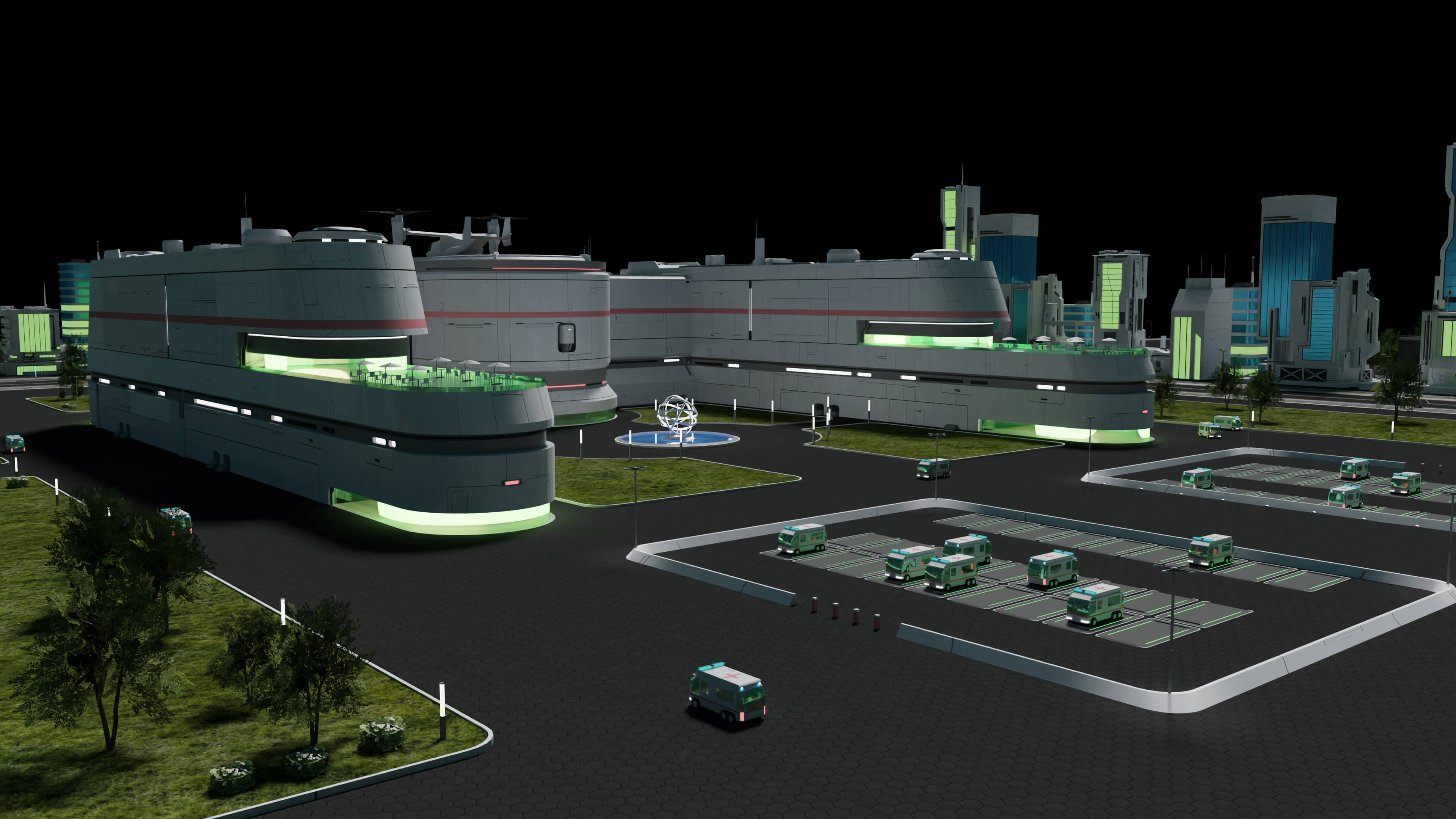 Science Fictional Hospital - 3D Model by ennuishao