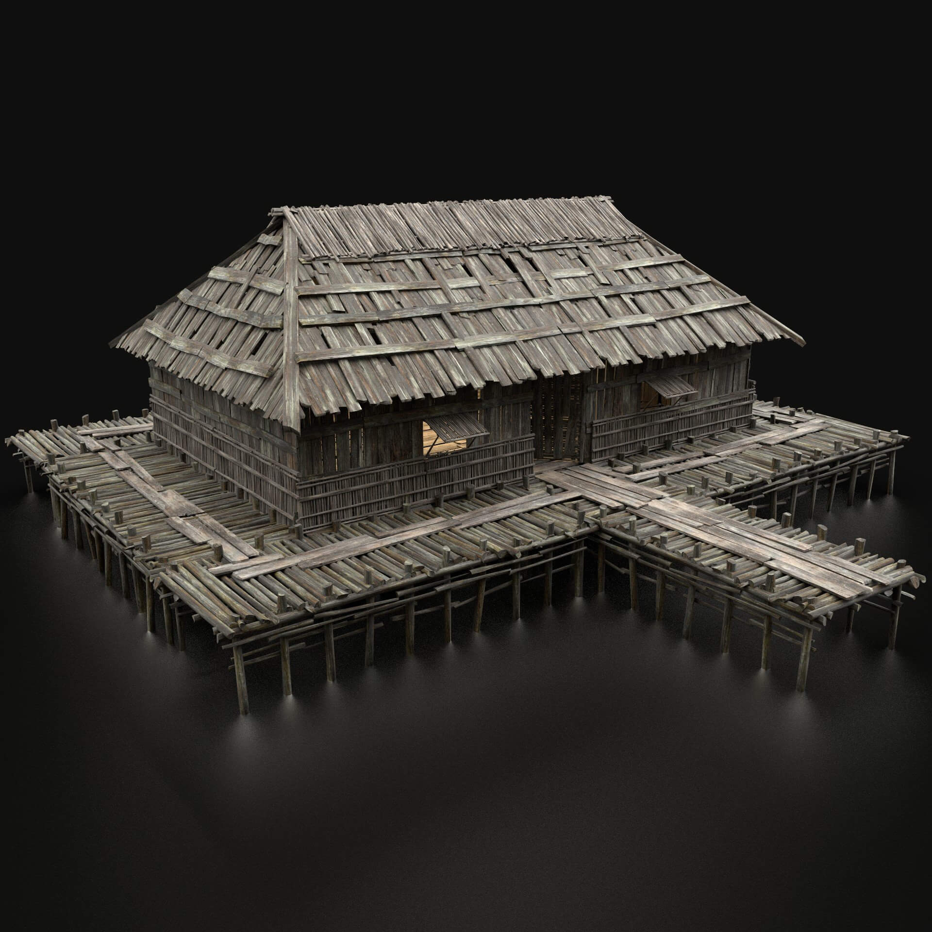 Medieval Swamp Wooden House - 3D Model by Enterables