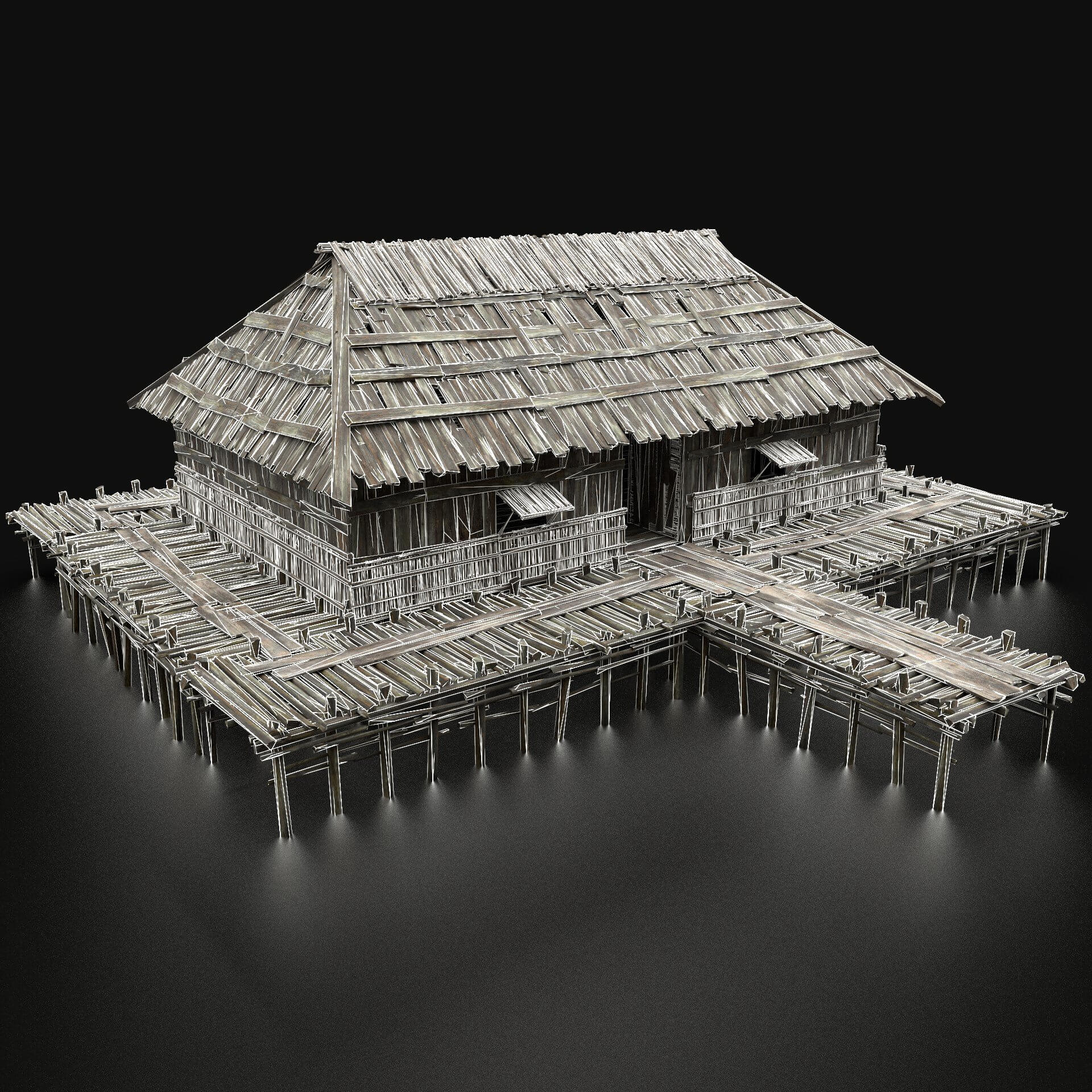 Medieval Swamp Wooden House - 3D Model by Enterables