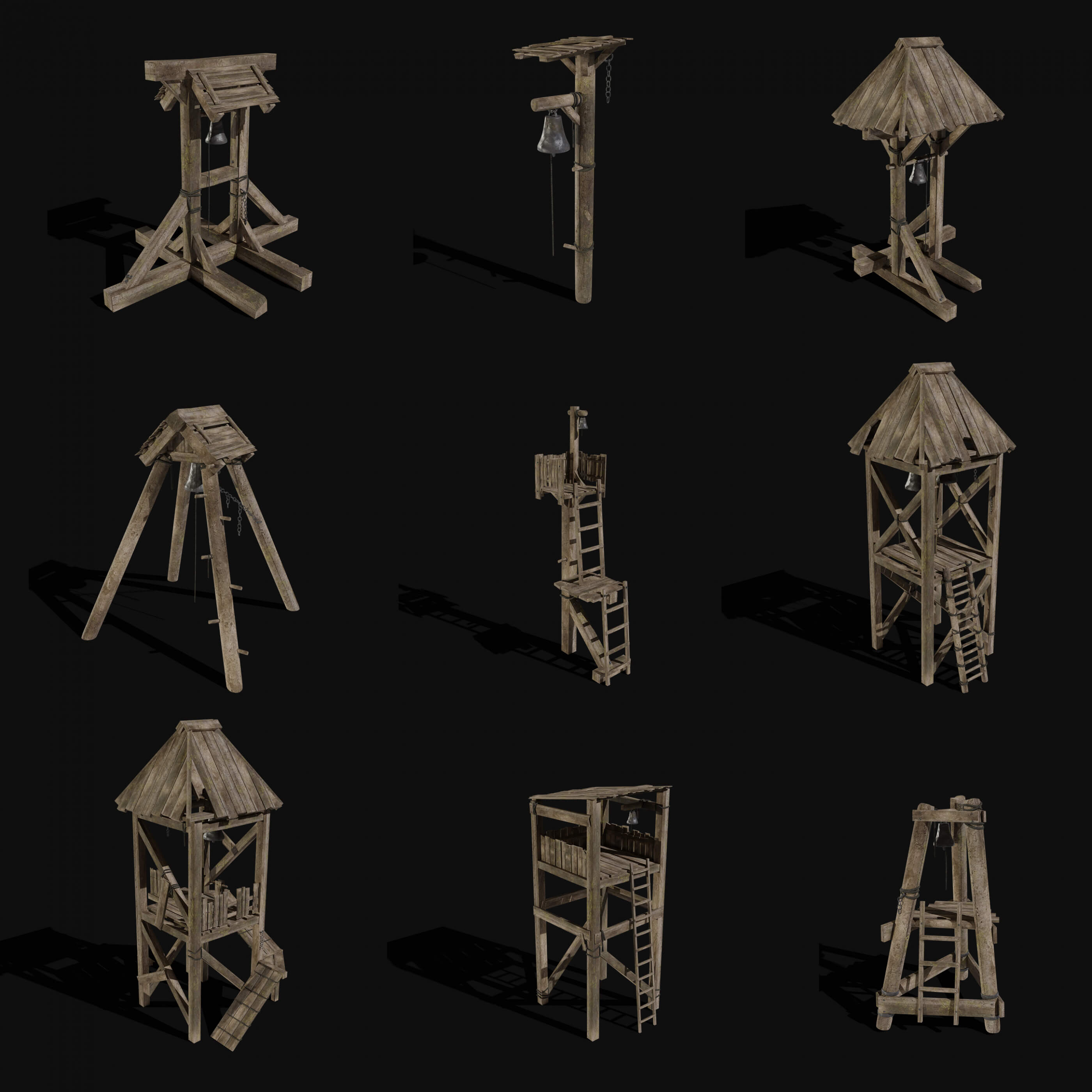 Alarm Bell Signal Tower Collection - 3D Model by Enterables