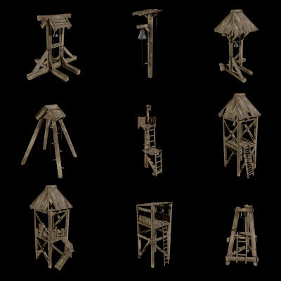 Alarm Bell Signal Tower Collection - 3D Model by Enterables