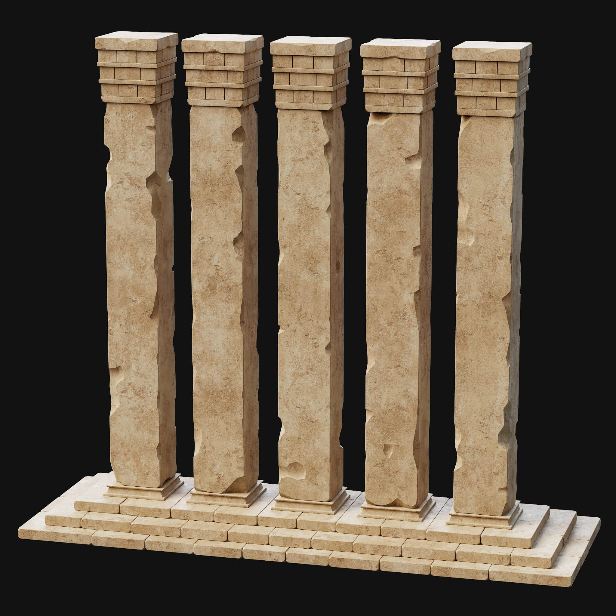 Ancient Monument Statue Column Collection - 3D Model by Enterables
