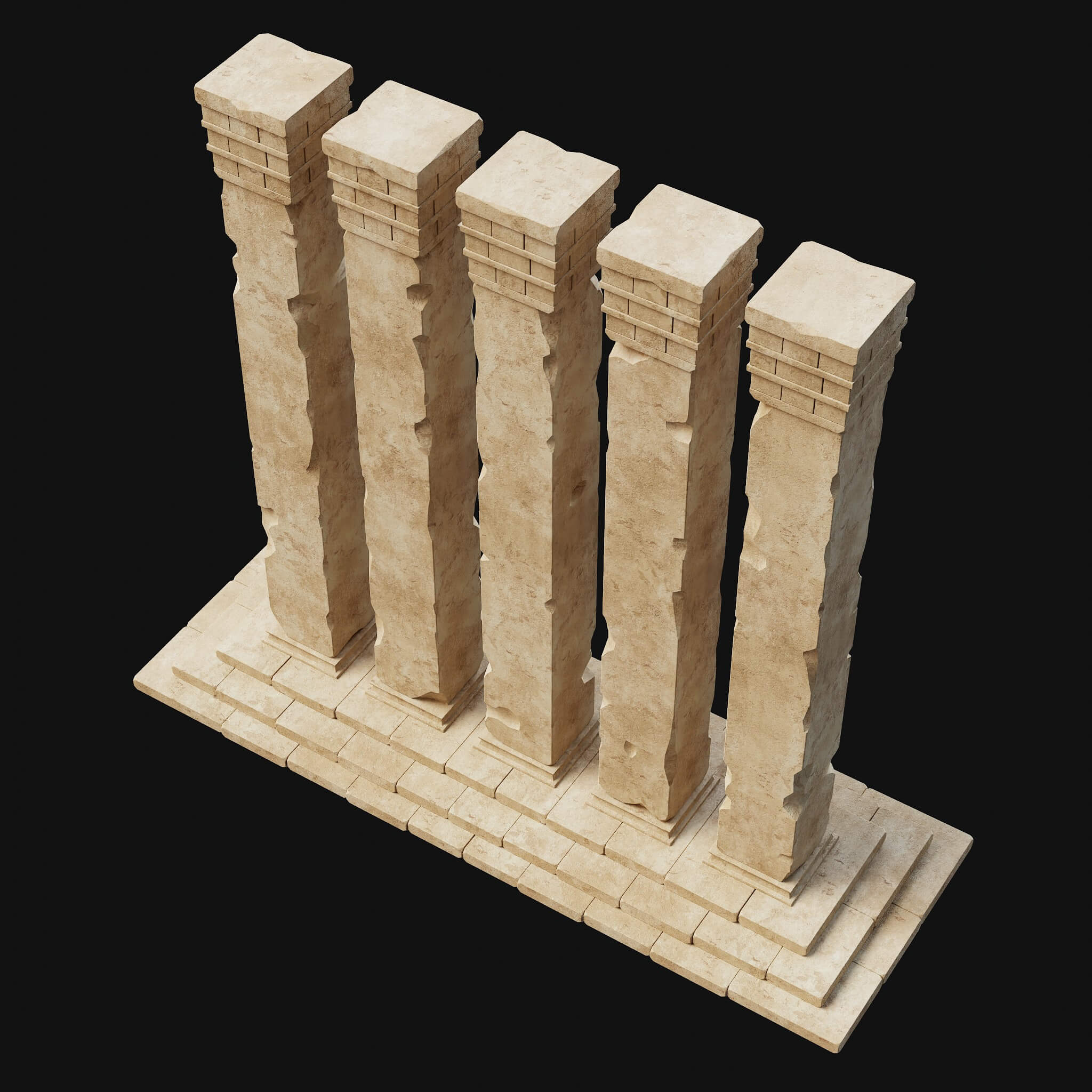 Ancient Monument Statue Column Collection - 3D Model by Enterables