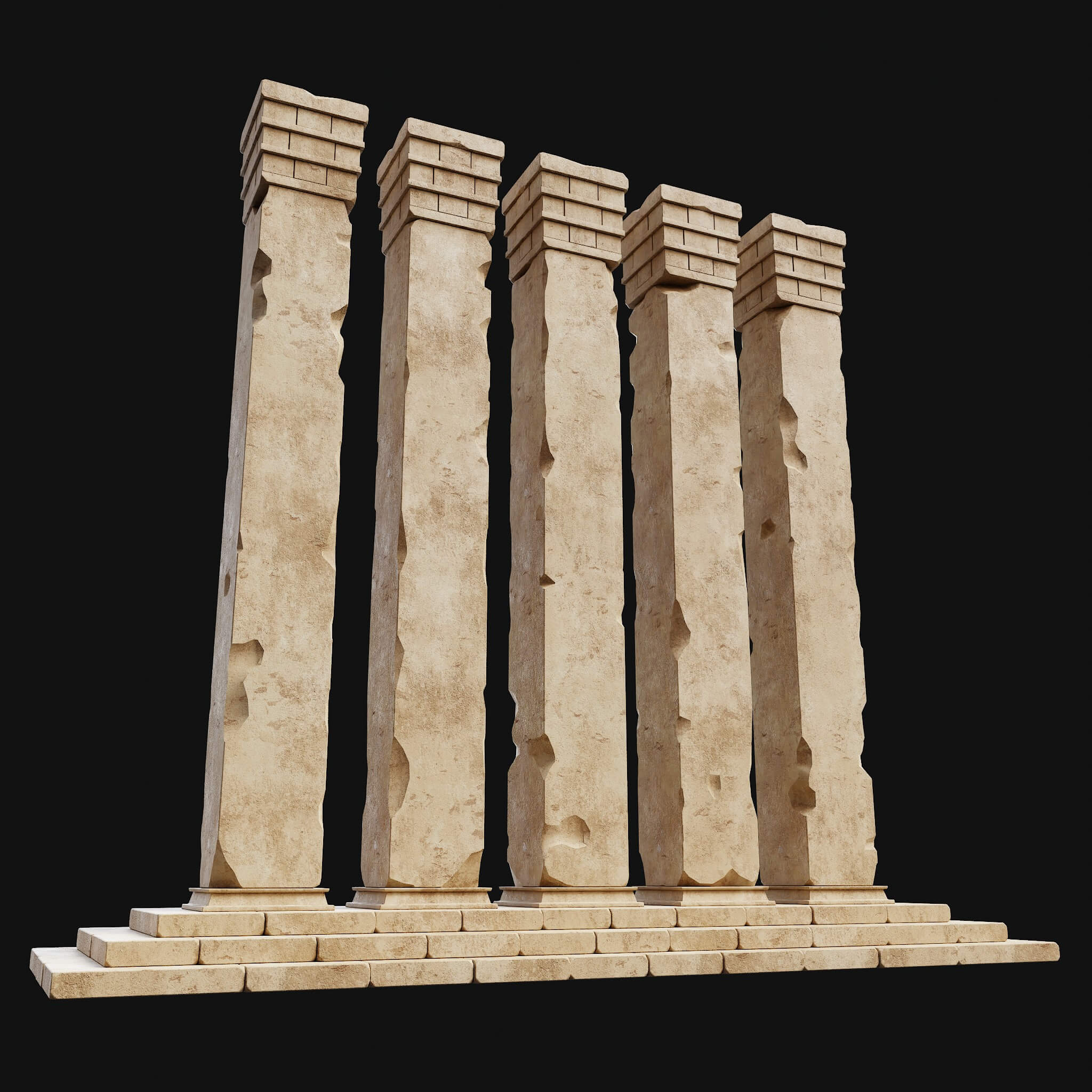 Ancient Monument Statue Column Collection - 3D Model by Enterables