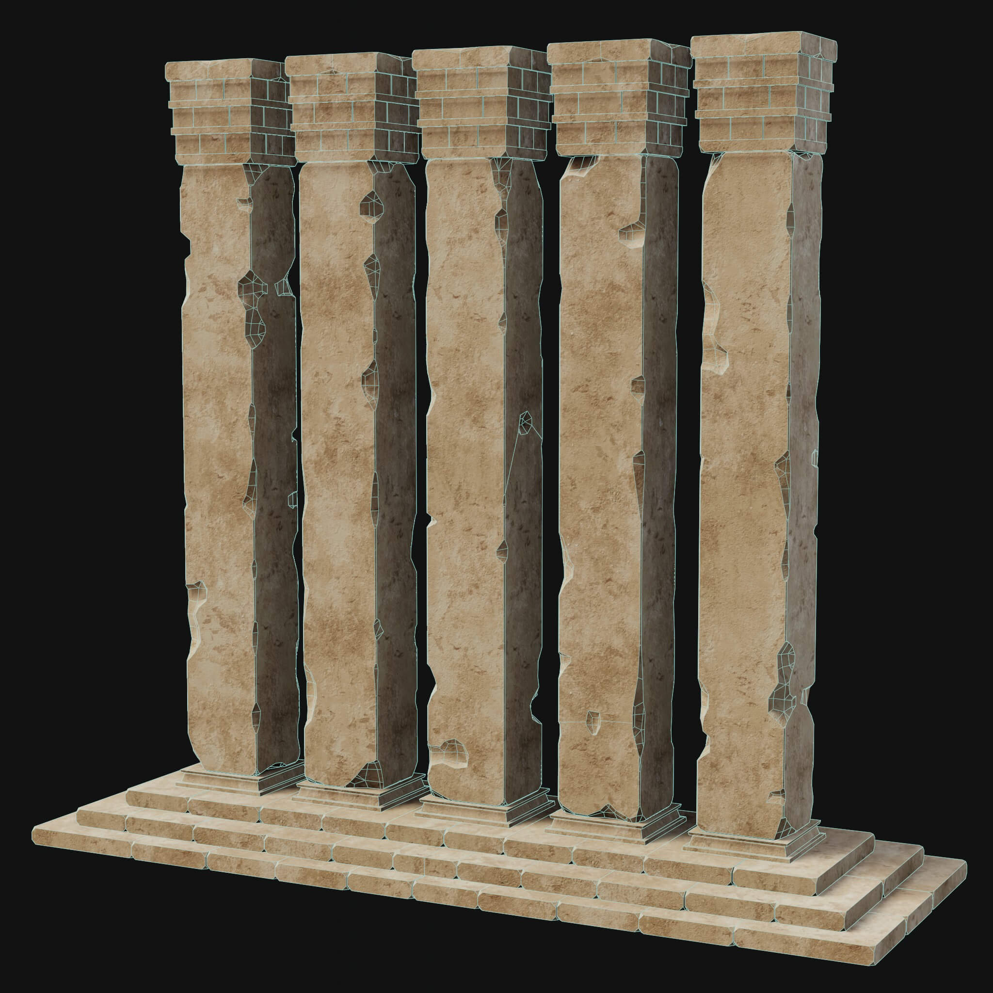 Ancient Monument Statue Column Collection - 3D Model by Enterables