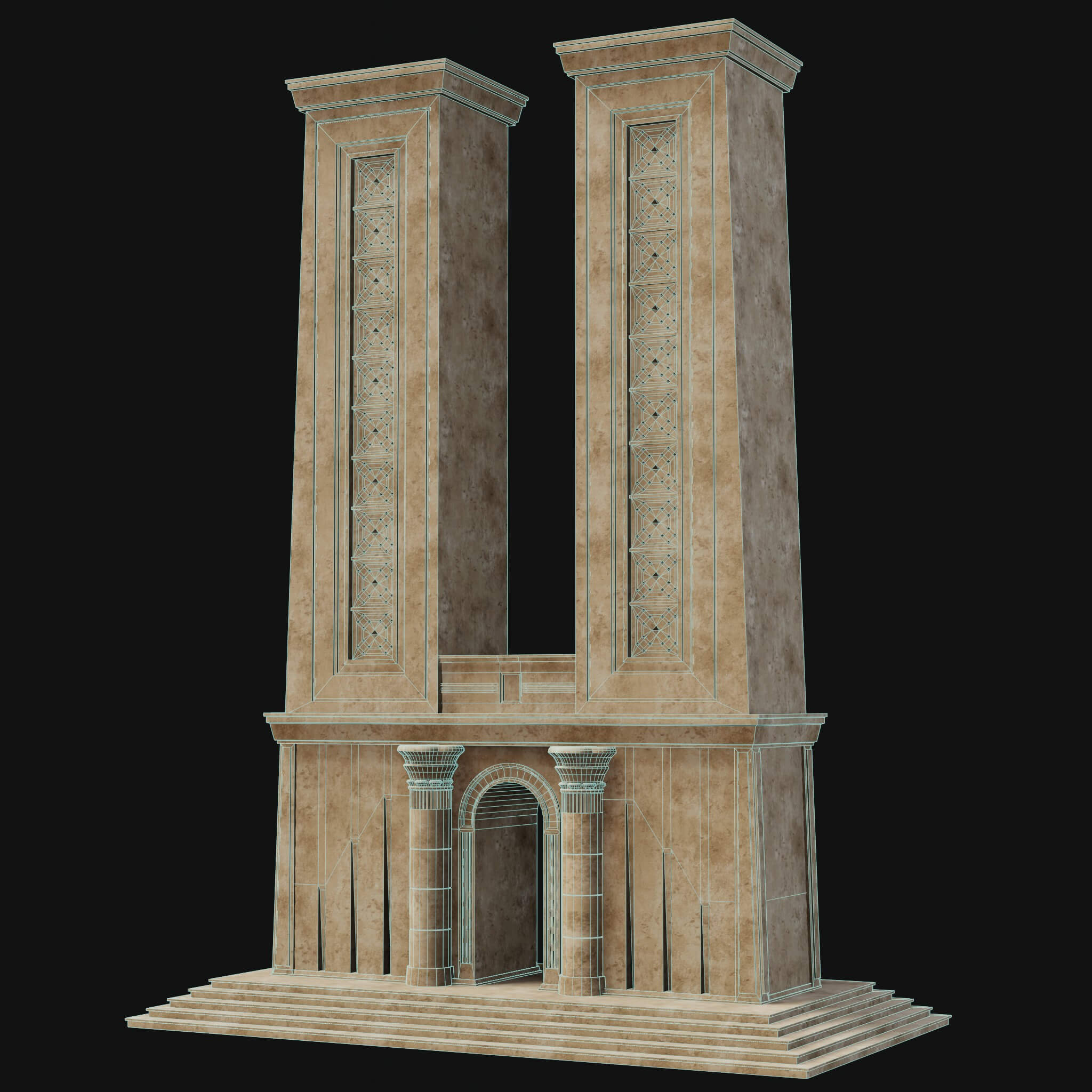 Ancient Monument Statue Column Collection - 3D Model by Enterables