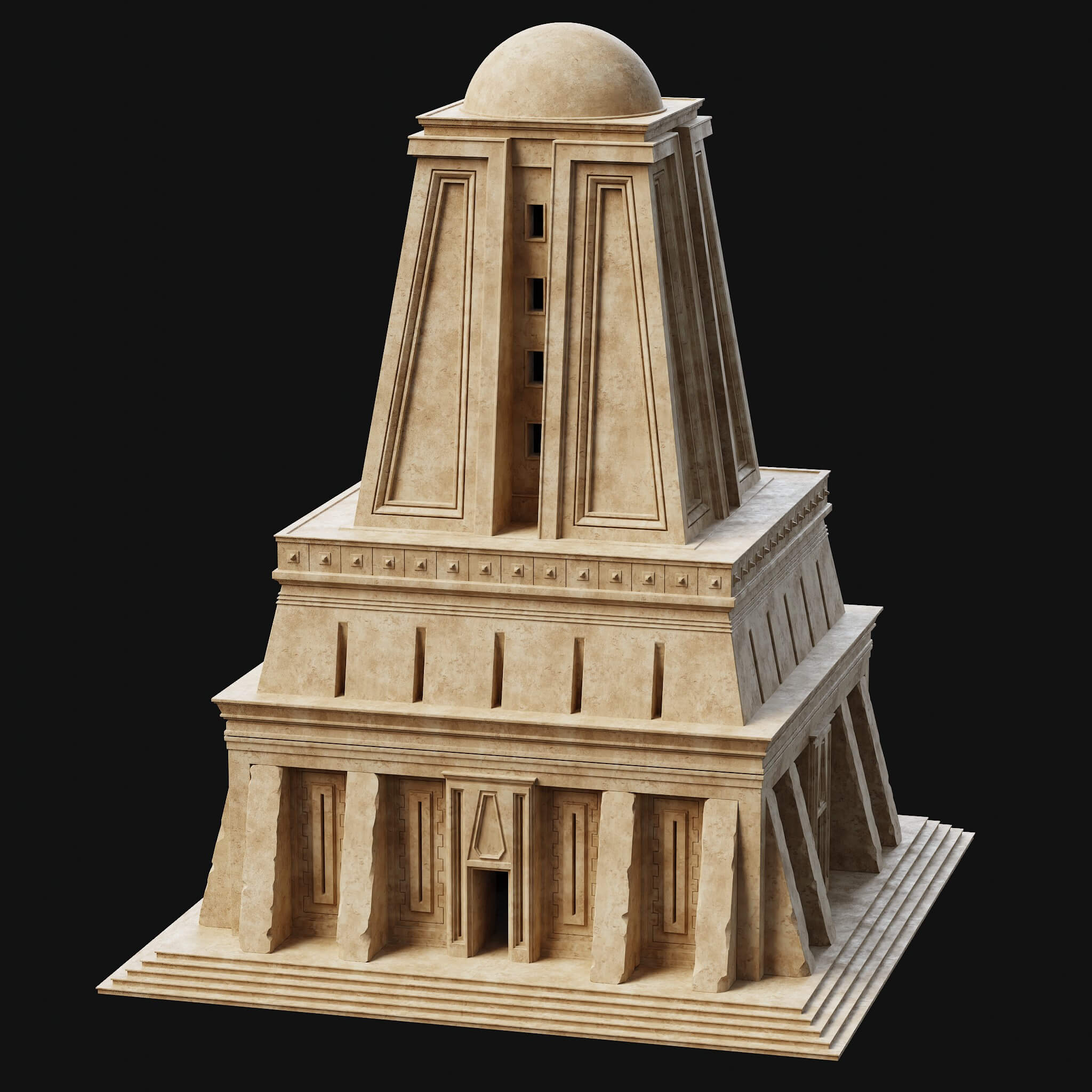 Ancient Monument Statue Column Collection - 3D Model by Enterables