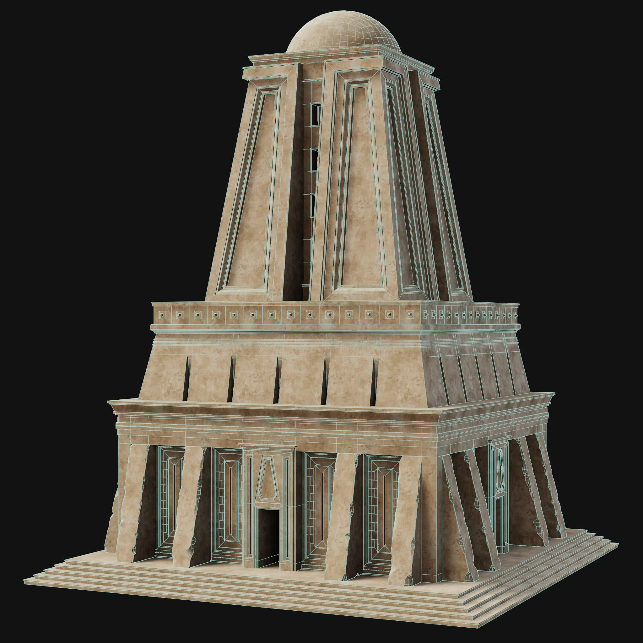 Ancient Monument Statue Column Collection - 3D Model by Enterables