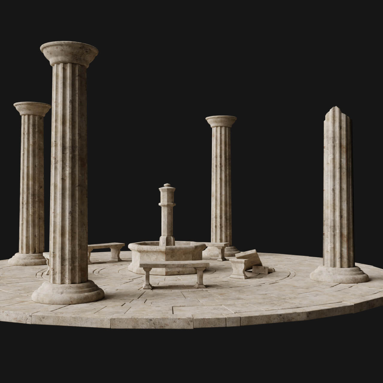Ancient Ruin Old Greek Roman Ruins Collection - 3D Model by Enterables