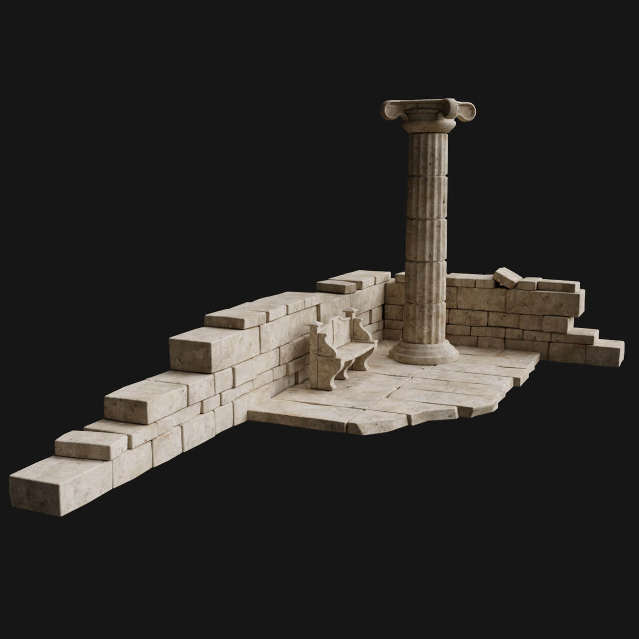 Ancient Ruin Old Greek Roman Ruins Collection - 3D Model by Enterables